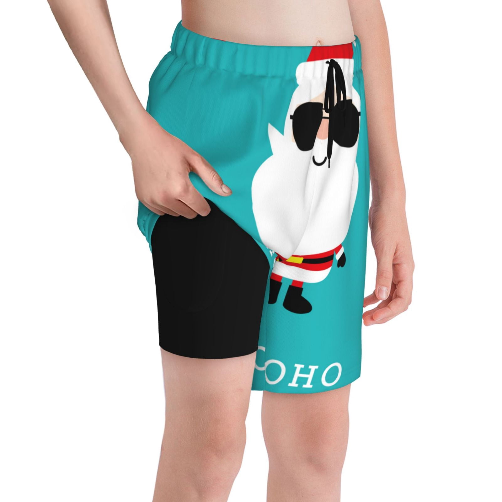 Cauagu Cute Santa Claus Print Swim Trunks for Men,Youth Boys Swim ...