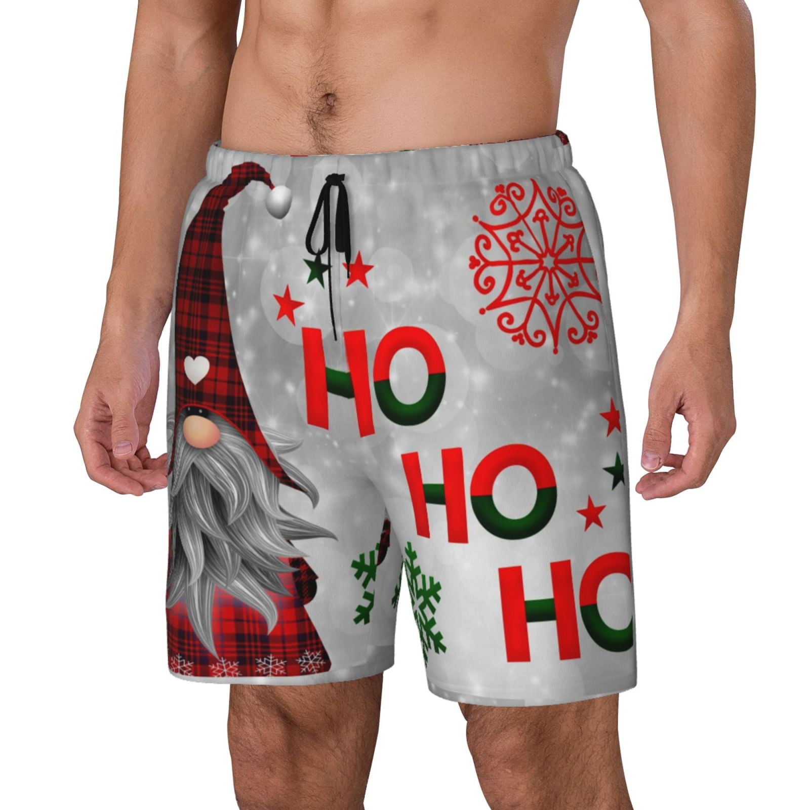 Cauagu Cute Santa Print Mens Swim Trunks Quick Dry Board Shorts Swim ...
