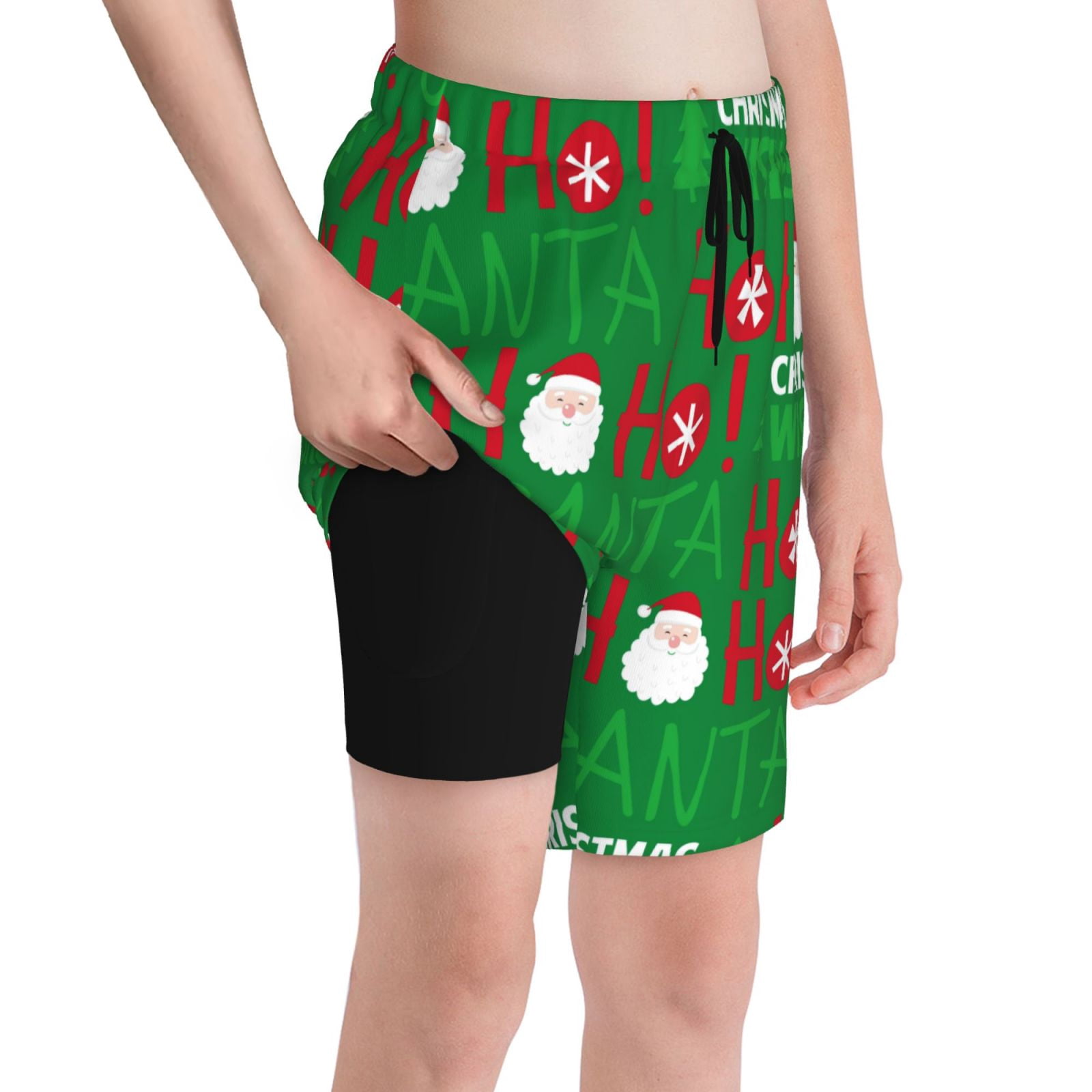 Cauagu Cute Santa Print Swim Trunks for Men,Youth Boys Swim Shorts ...