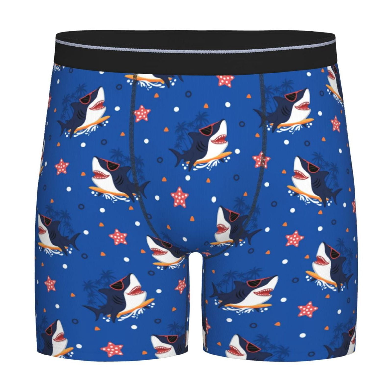 Cauagu Cute Shark Cartoon Print Men's Boxer Briefs, Funny & Cute ...