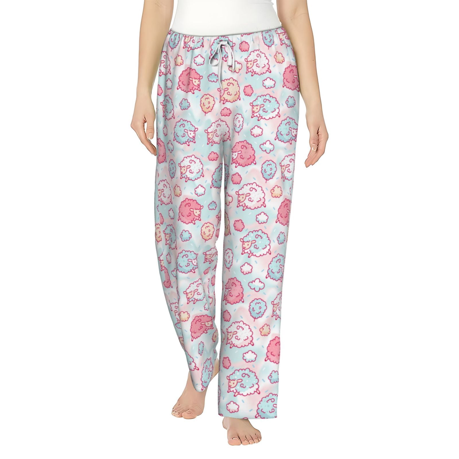 Cauagu Cute Sheep Pajama Pants for Women Loose Fit Wide Leg Trouser ...