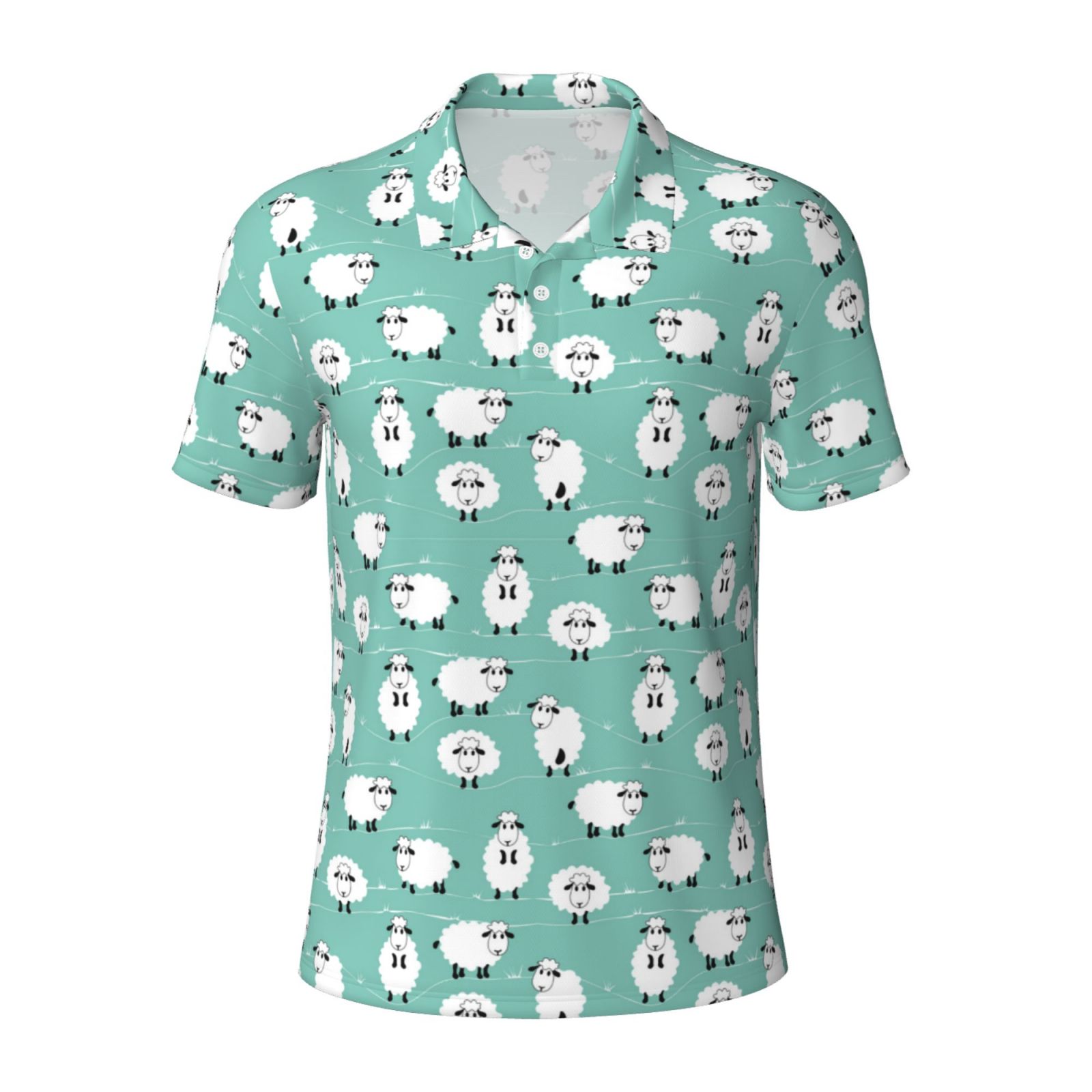 Cauagu Cute Sheeps Print Men's Polo Shirts, Short-Sleeve Polo Shirts ...
