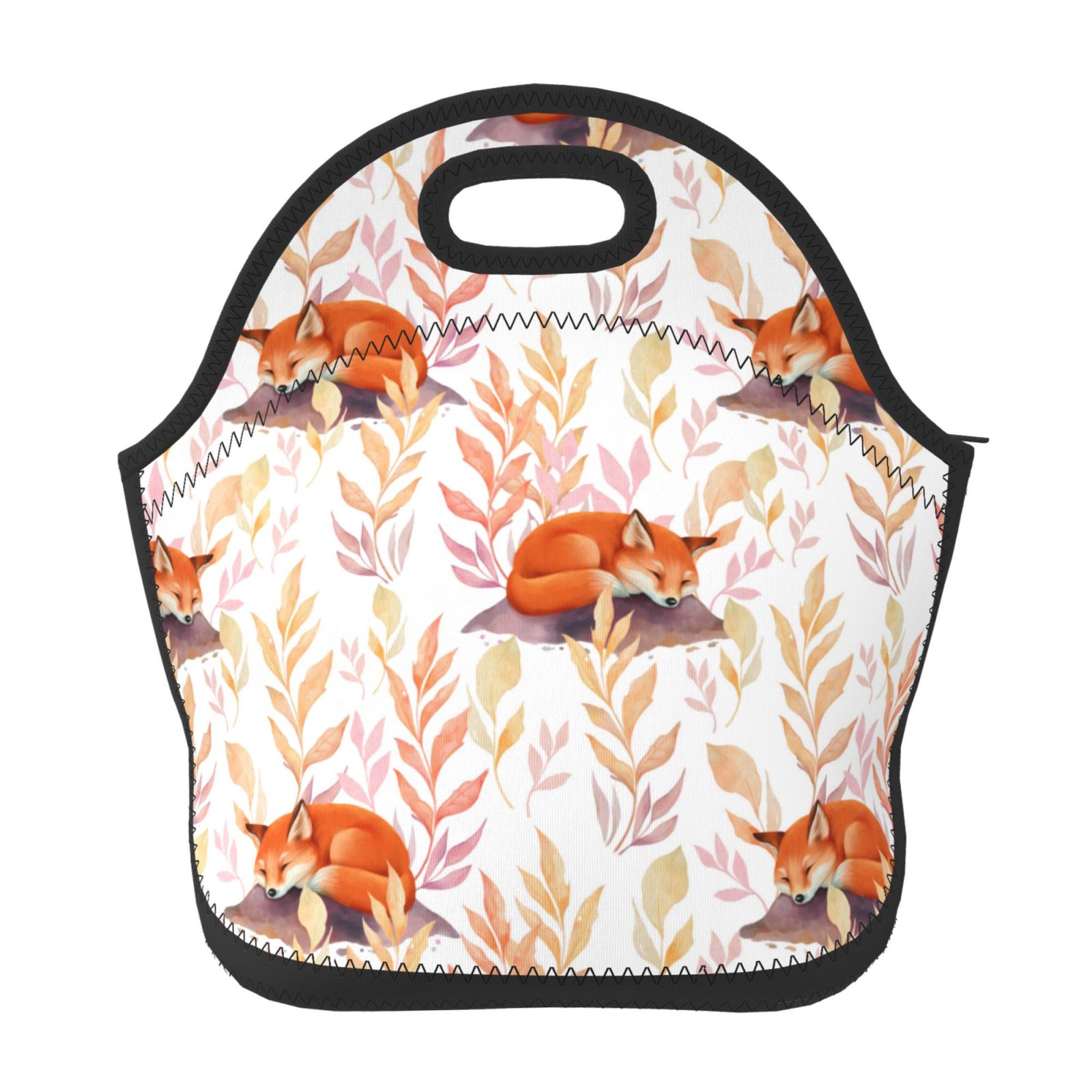 Cauagu Cute Sleepy Fox Print Insulated Lunch Box,Lunch Tote Lunch Bag ...