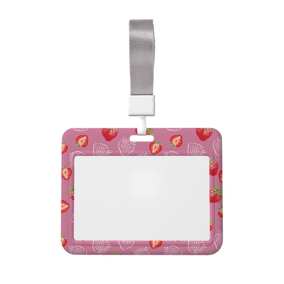 Cauagu Cute Strawberry for ID Badge Holder,Badge Holder with Windows ...