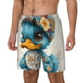 Cauagu Cute Sunflower Blue Duck Print Mens Swim Trunks Quick Dry Board ...
