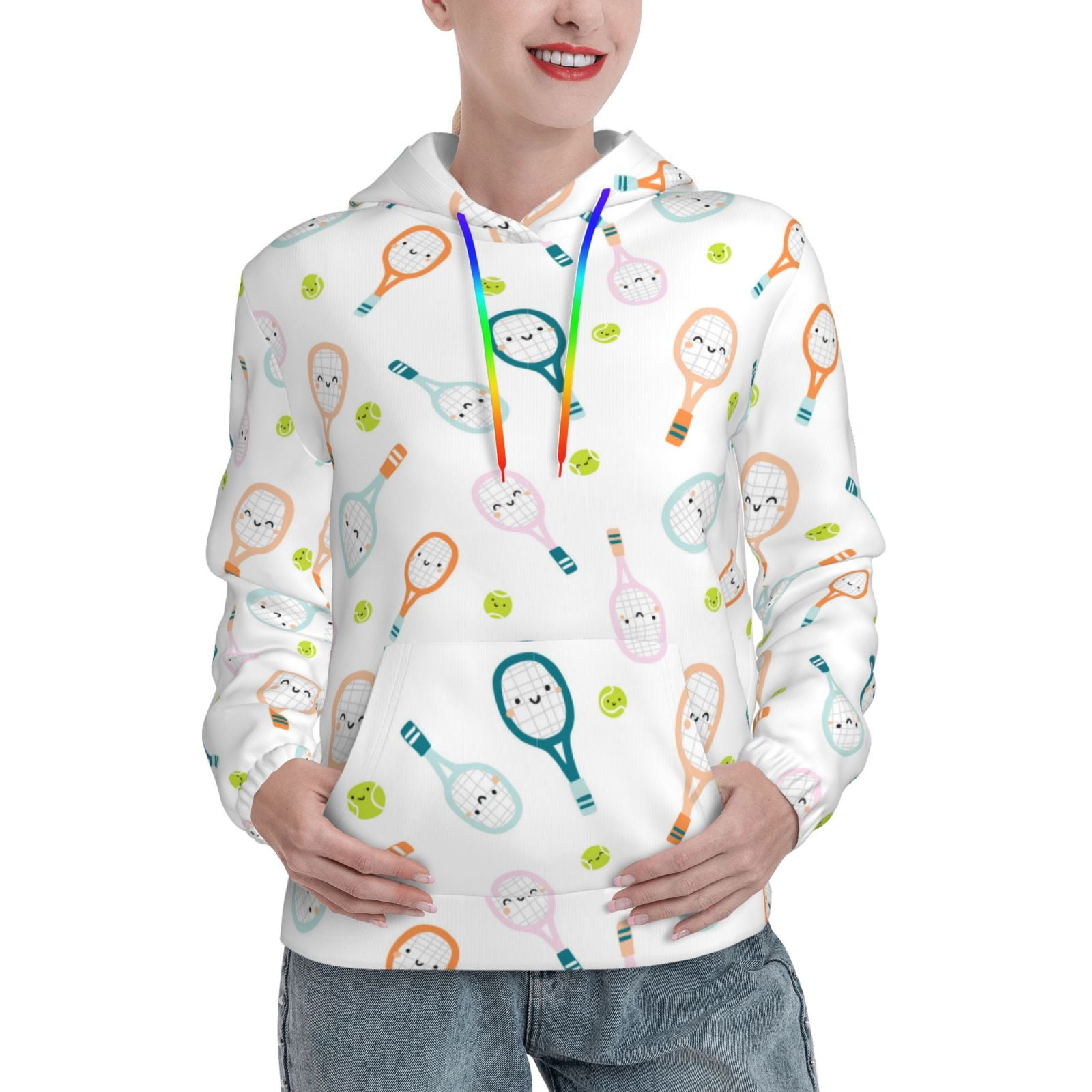 Cauagu Cute Tennis Rackets for Women's Hooded Sweatshirts Pullover Hoodie for Women Fall Workout ...