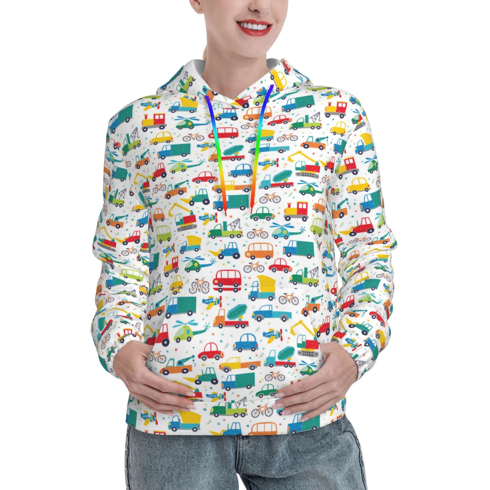 Cauagu Cute Transport for Women's Hooded Sweatshirts Pullover Hoodie for Women Fall Workout ...