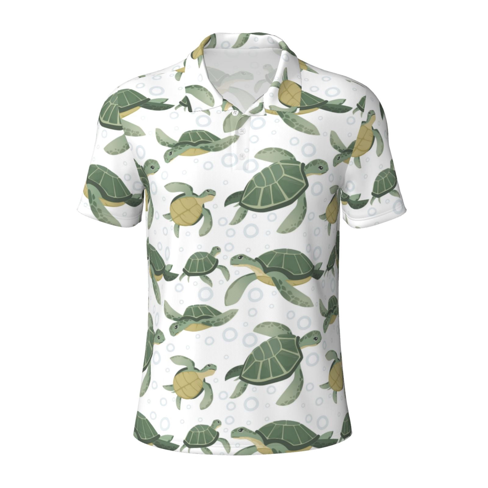 Cauagu Cute Turtle Print Men's Polo Shirts, Short-Sleeve Polo Shirts ...