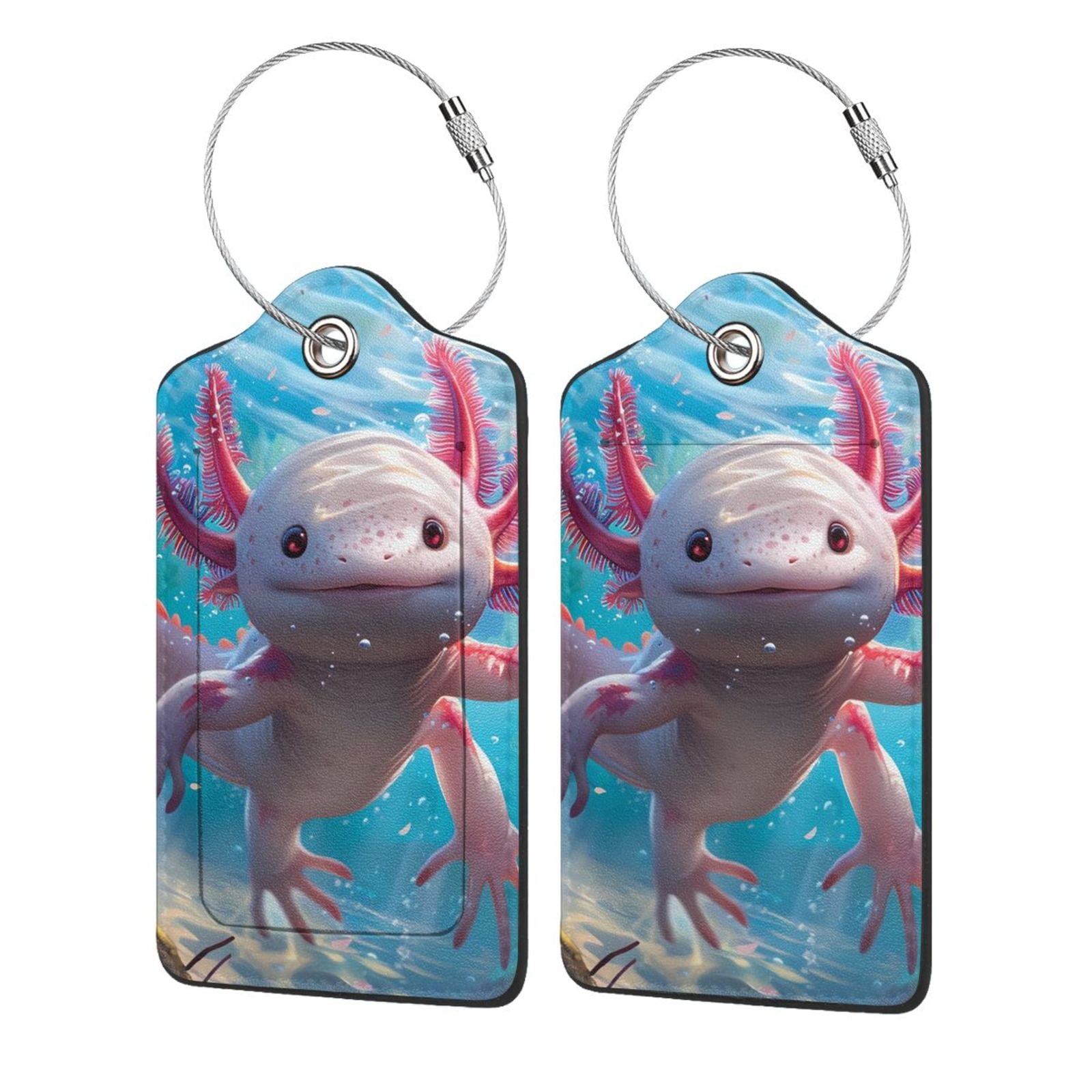 Cauagu Cute Underwater Axolotl Pattern Luggage Tags,Leather Luggage ...
