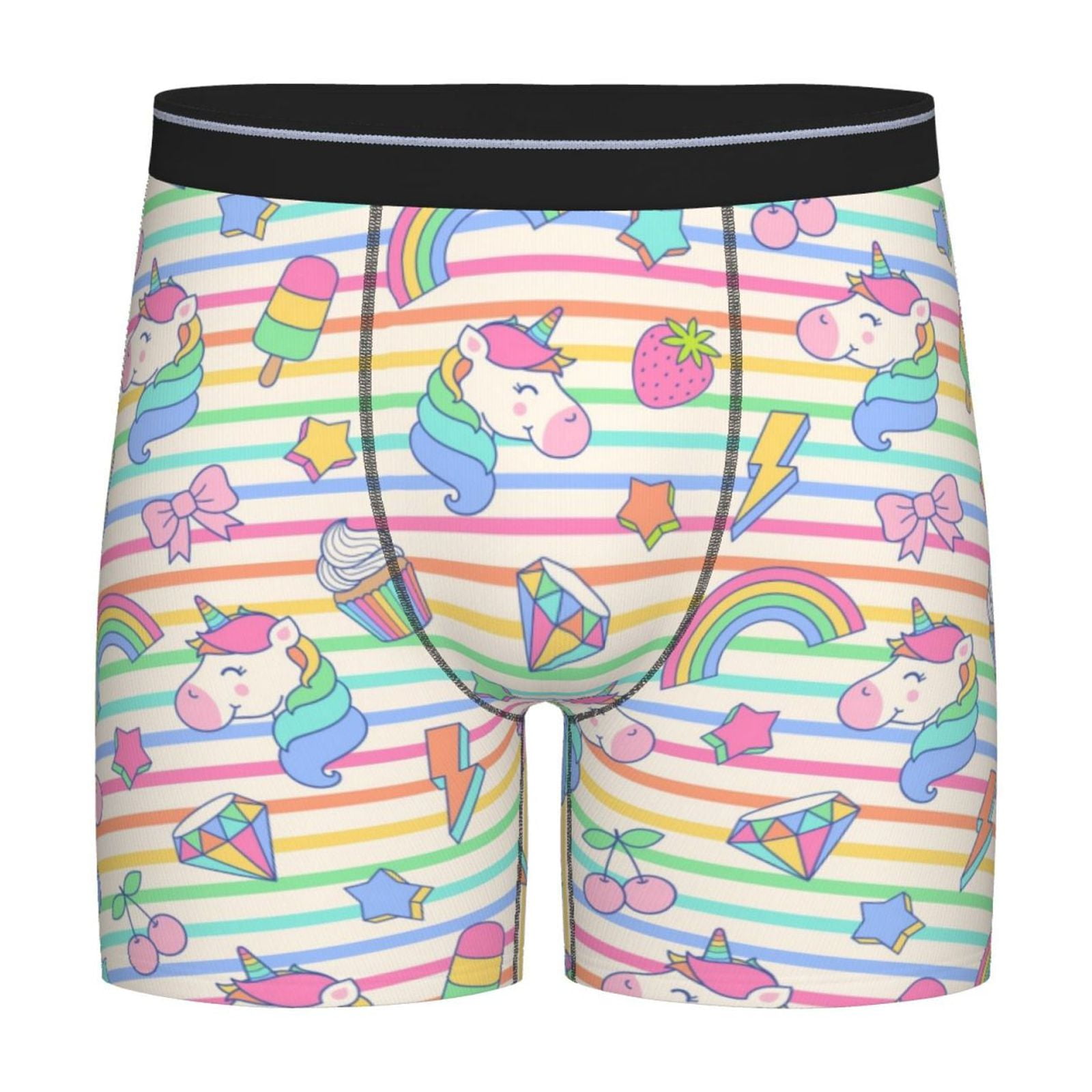 Cauagu Cute Unicorn Print Men's Boxer Briefs, Funny & Cute Underwear Elastic Waistband Briefs ...