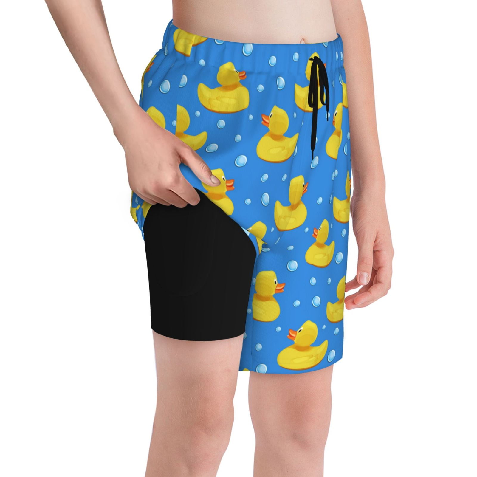 Cauagu Cute Yellow Rubber Ducks Print Swim Trunks for Men,Youth Boys ...