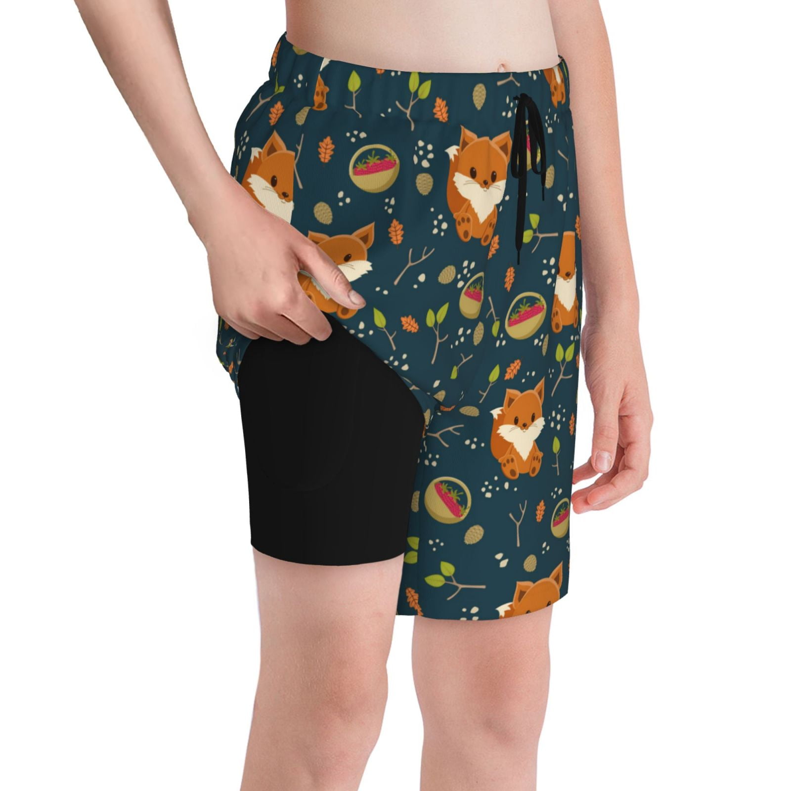 Cauagu Cute plant fox Print Swim Trunks for Men,Youth Boys Swim Shorts ...