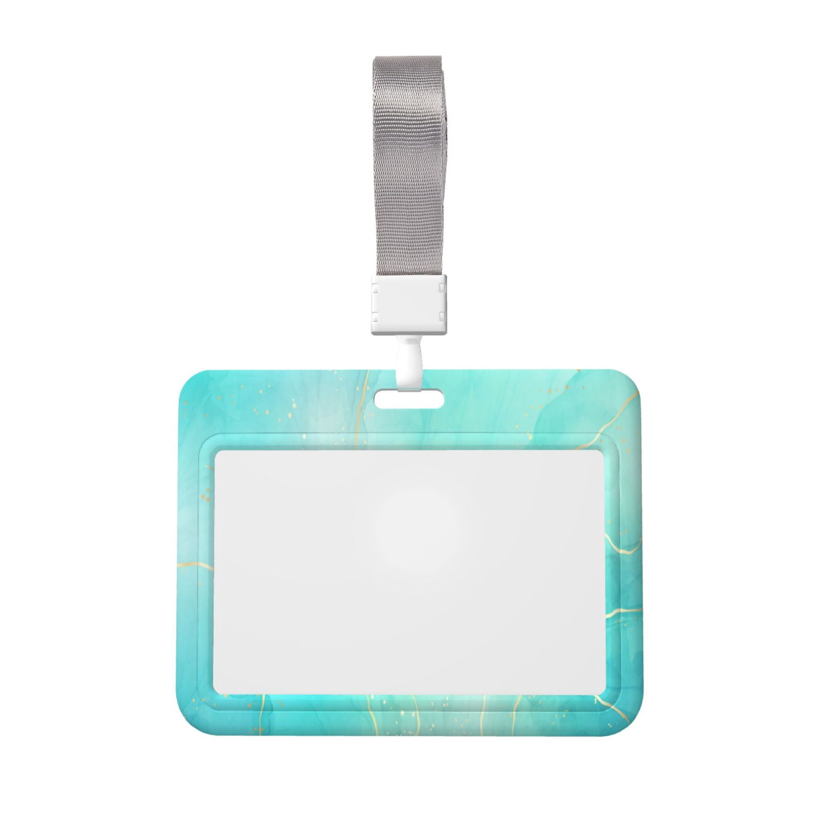 Cauagu Cyan Mint Marble for ID Badge Holder,Badge Holder with Windows ...