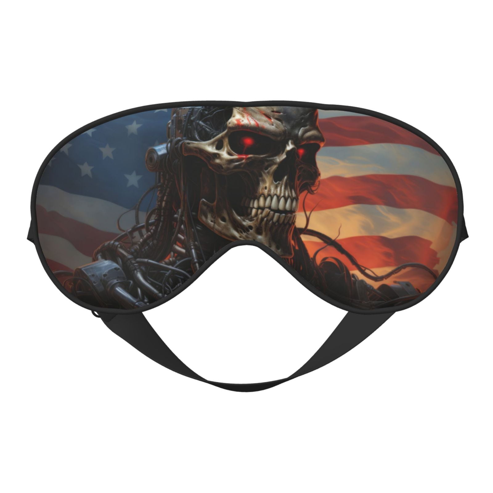 Cauagu Cyberpunk Skull American Flag Print Sleep Eye Mask, Blindfold ...