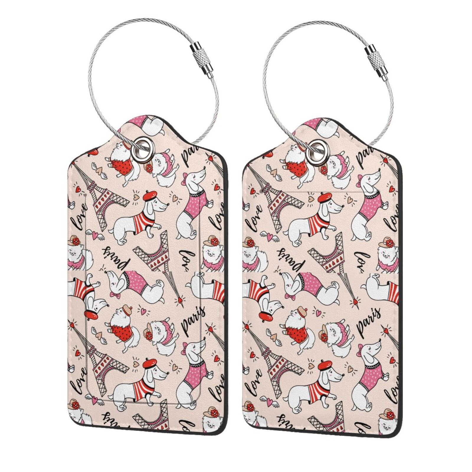 Cauagu Dachshund And Eiffel Tower Print Luggage Tags,Leather Luggage ...