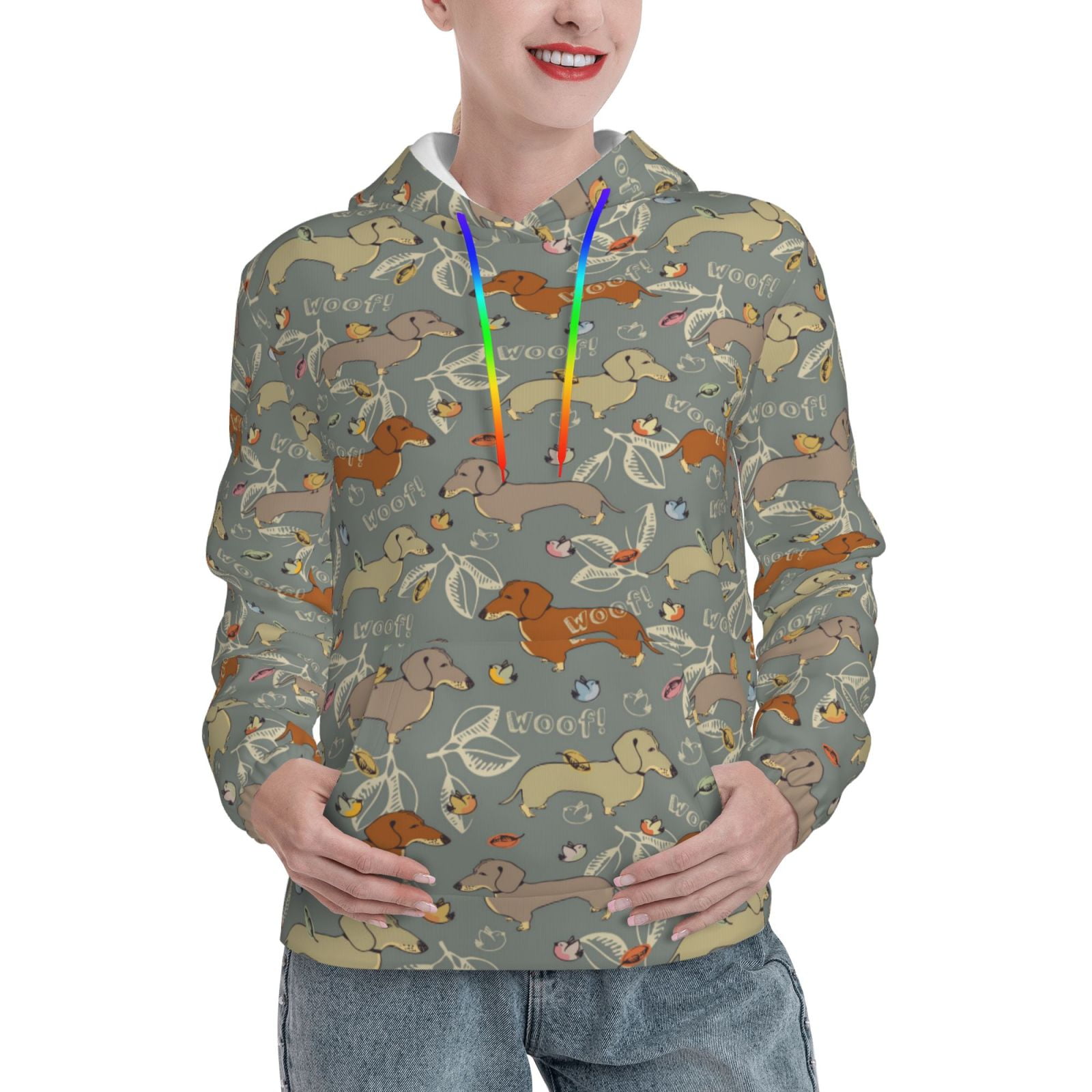 Cauagu Dachshund Dog Bird for Women's Hooded Sweatshirts Pullover Hoodie for Women Fall Workout ...