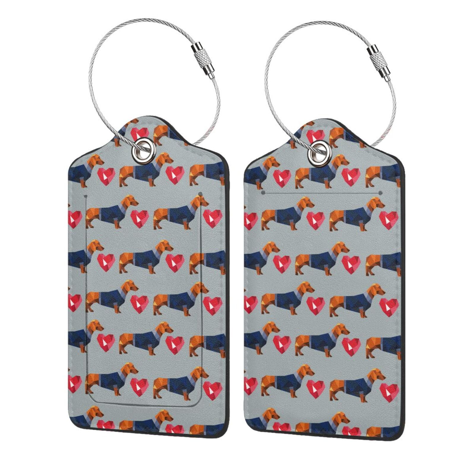 Cauagu Dachshund Dog Heart Pattern Luggage Tags,Leather Luggage Tags ...
