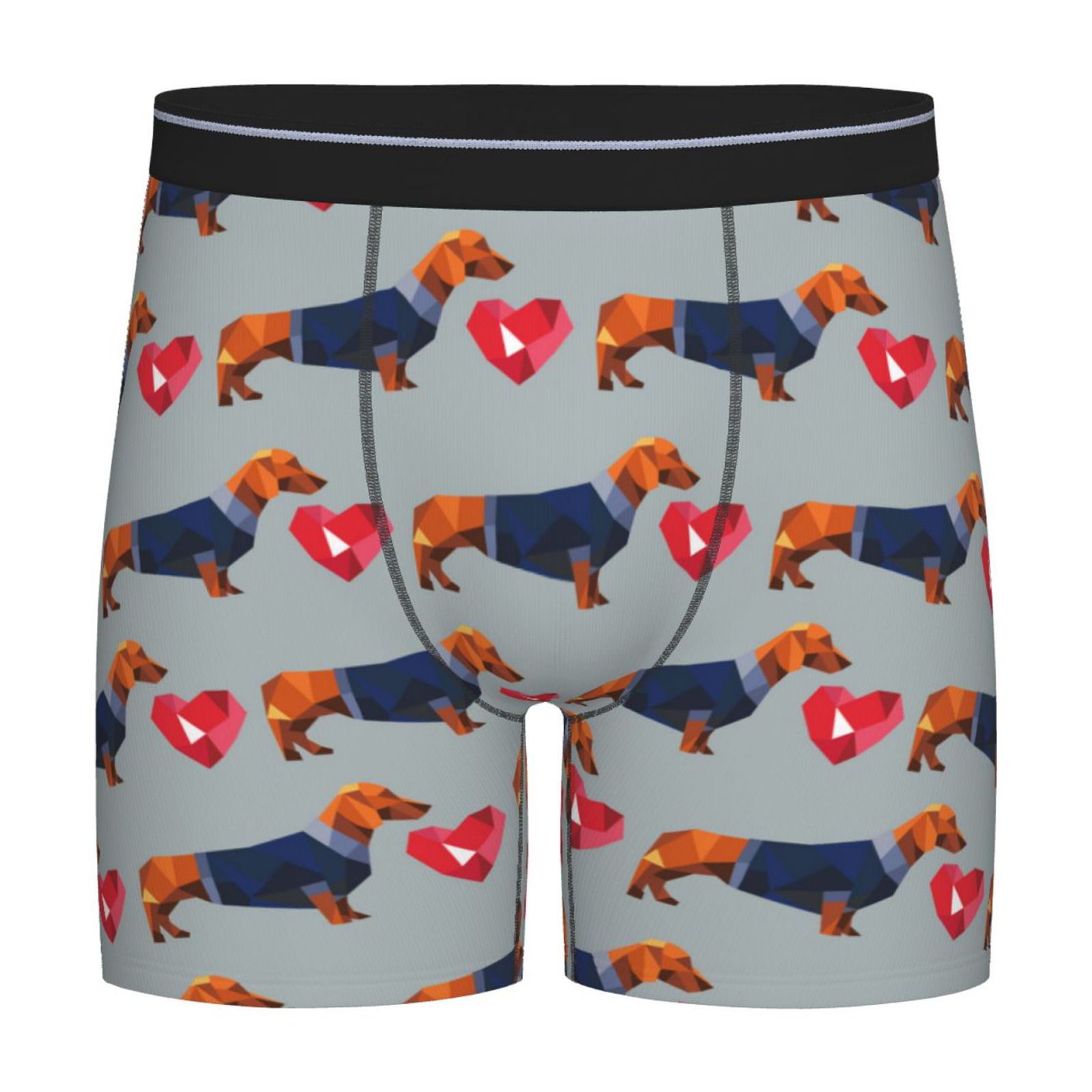 Cauagu Dachshund Dog Heart Print Men's Boxer Briefs, Funny & Cute ...
