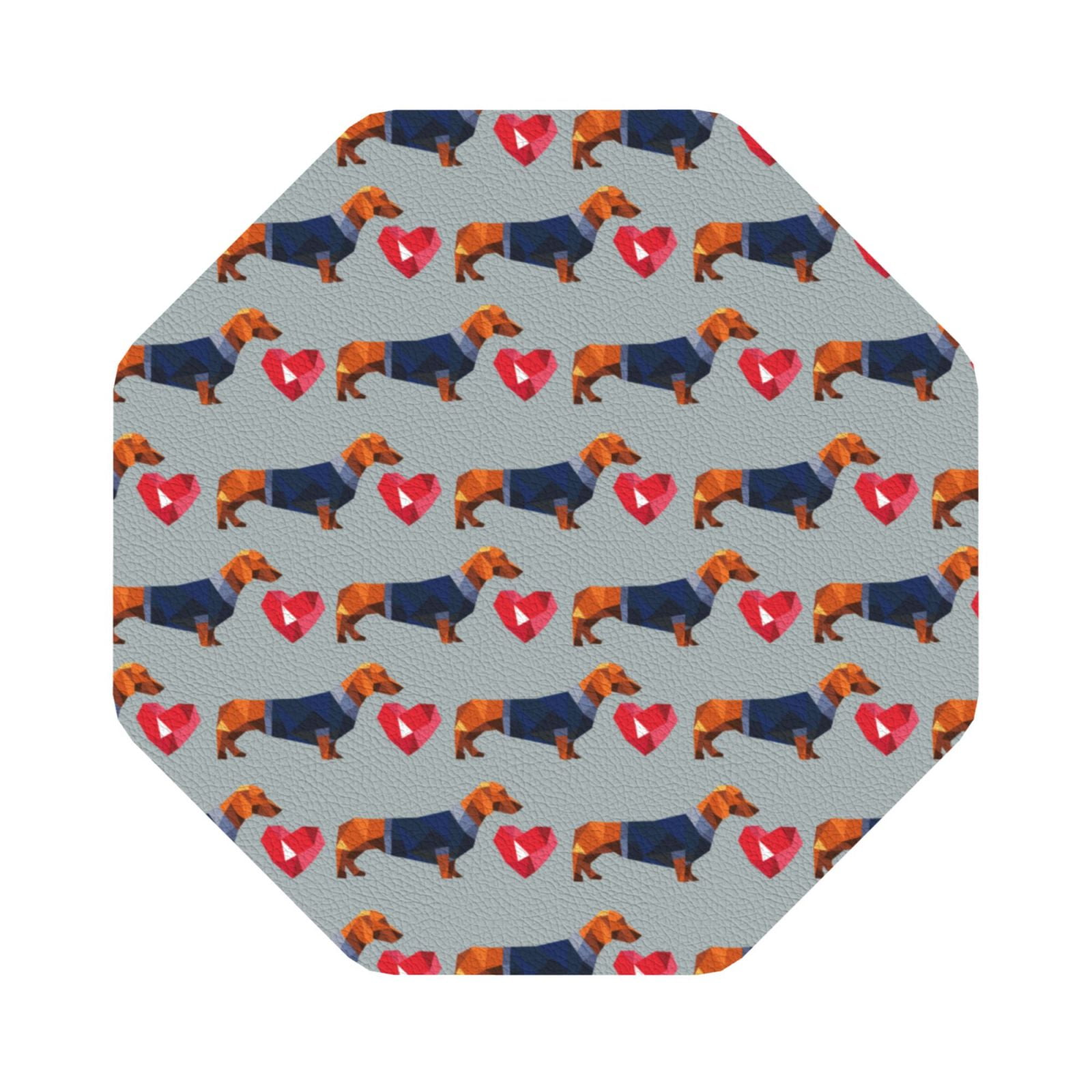Cauagu Dachshund Dog Heart For Round Coaster Drink Coasters Set Of 4