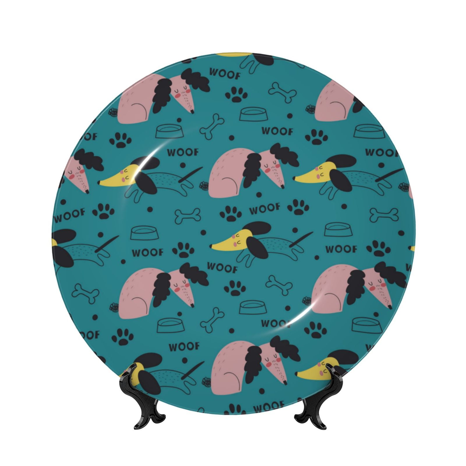 Cauagu Dachshund Dog Print Bone China Decorative Plate, Wall Mount ...