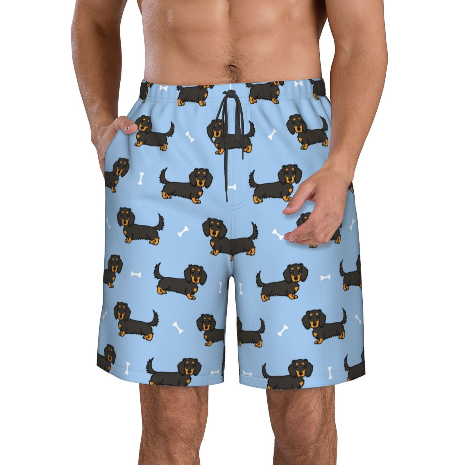 Cauagu Dachshund Dog Print Men's Swim Trunks,Hawaiian Bathing Suit ...