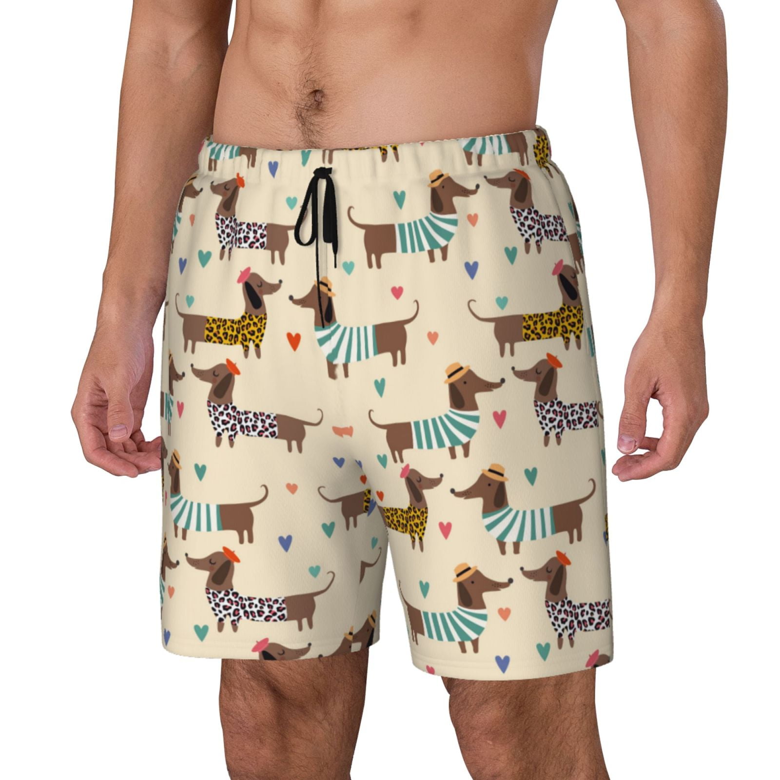 Cauagu Dachshund Dog Print Mens Swim Trunks Quick Dry Board Shorts Swim ...