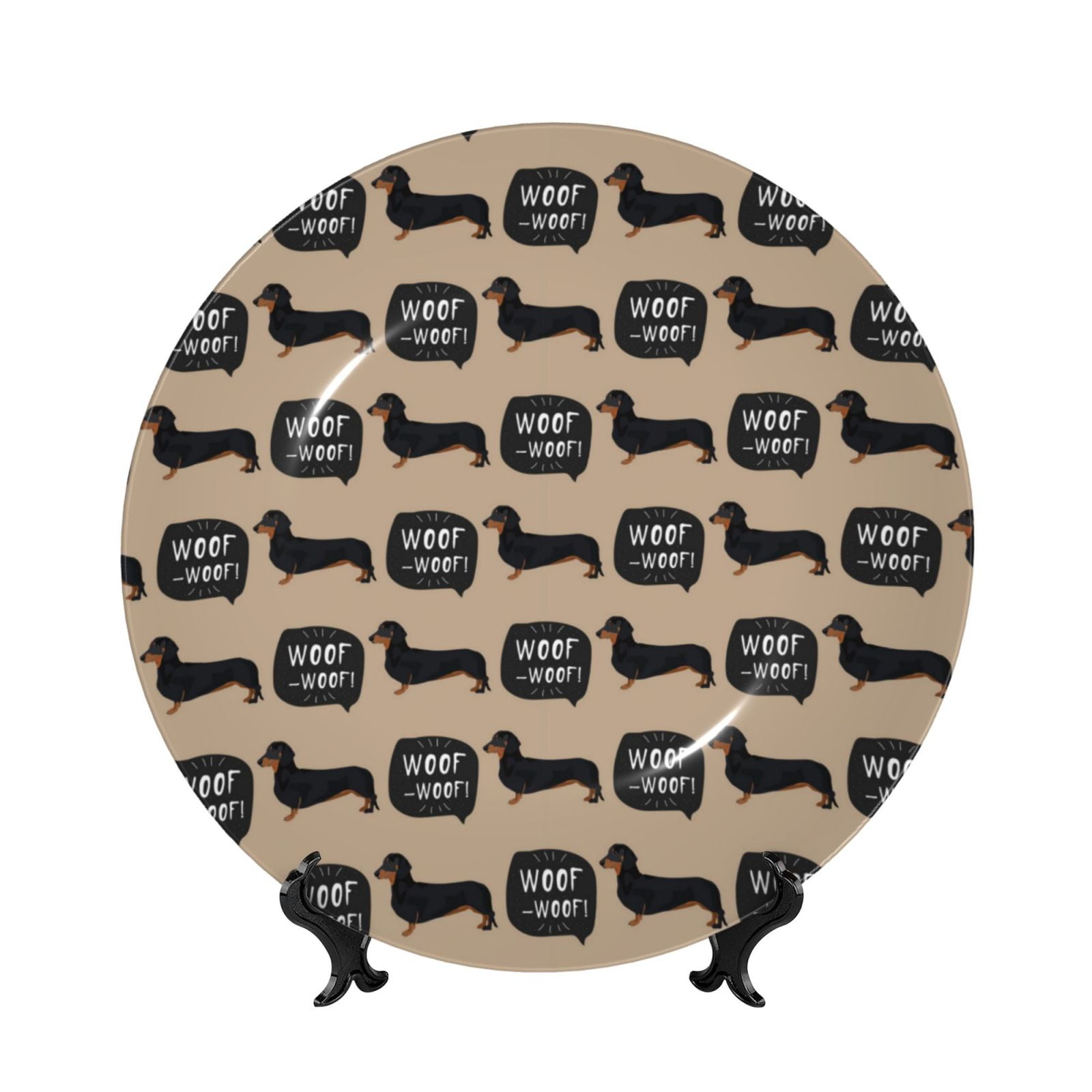 Cauagu Dachshund Dog Woof Print Bone China Decorative Plate, Wall Mount ...