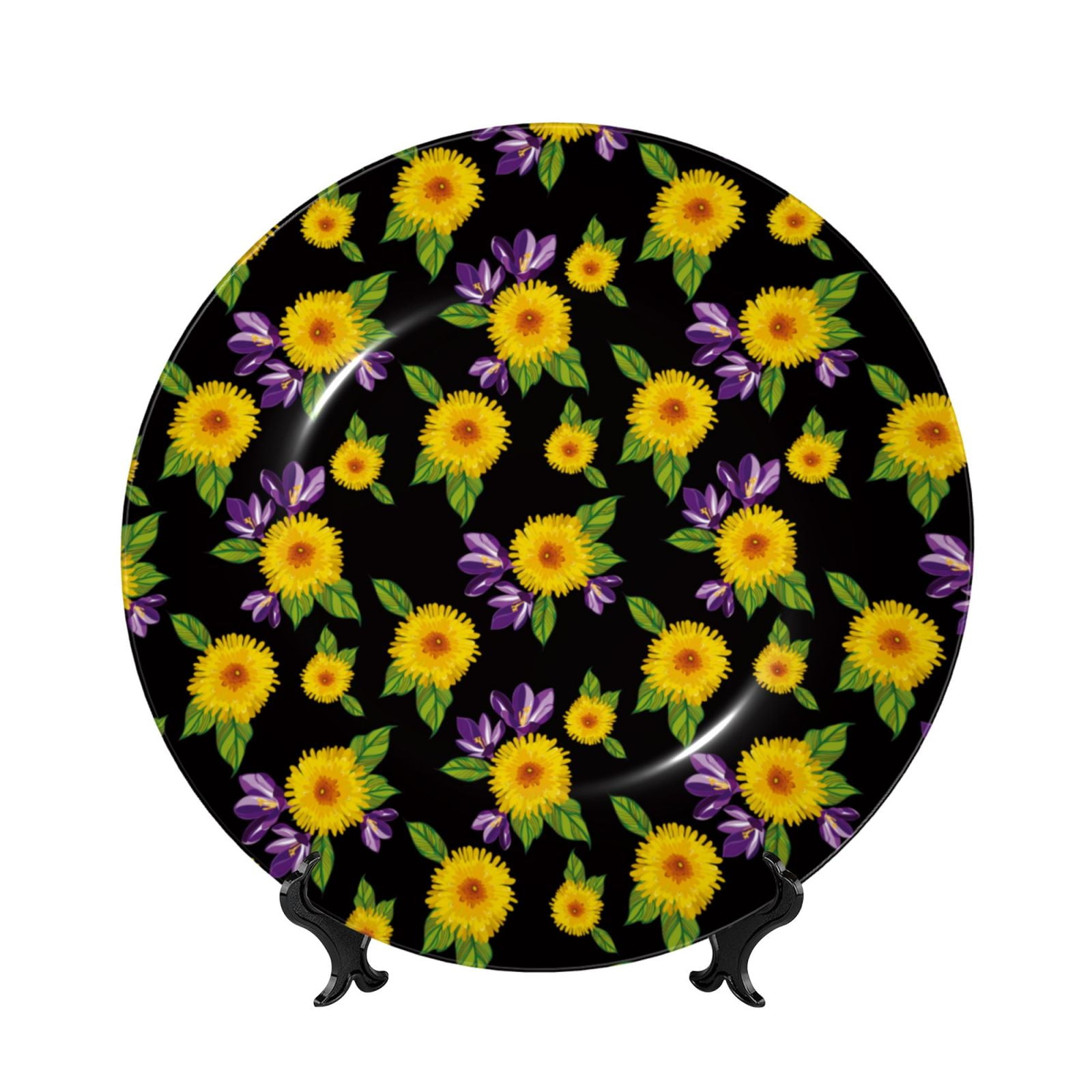 Cauagu Daisies Flowers Print Bone China Decorative Plate, Wall Mount ...