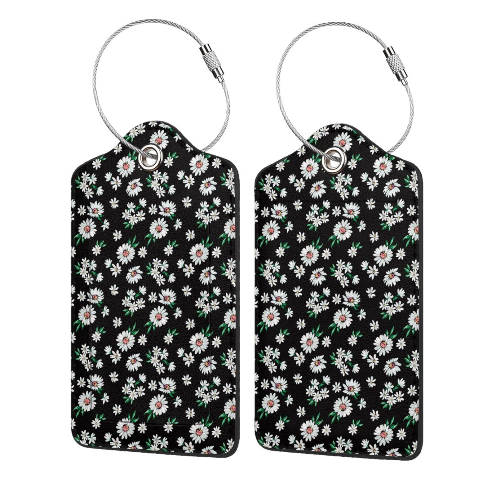 Cauagu Daisies Flowers Print Luggage Tags,Leather Luggage Tags for ...