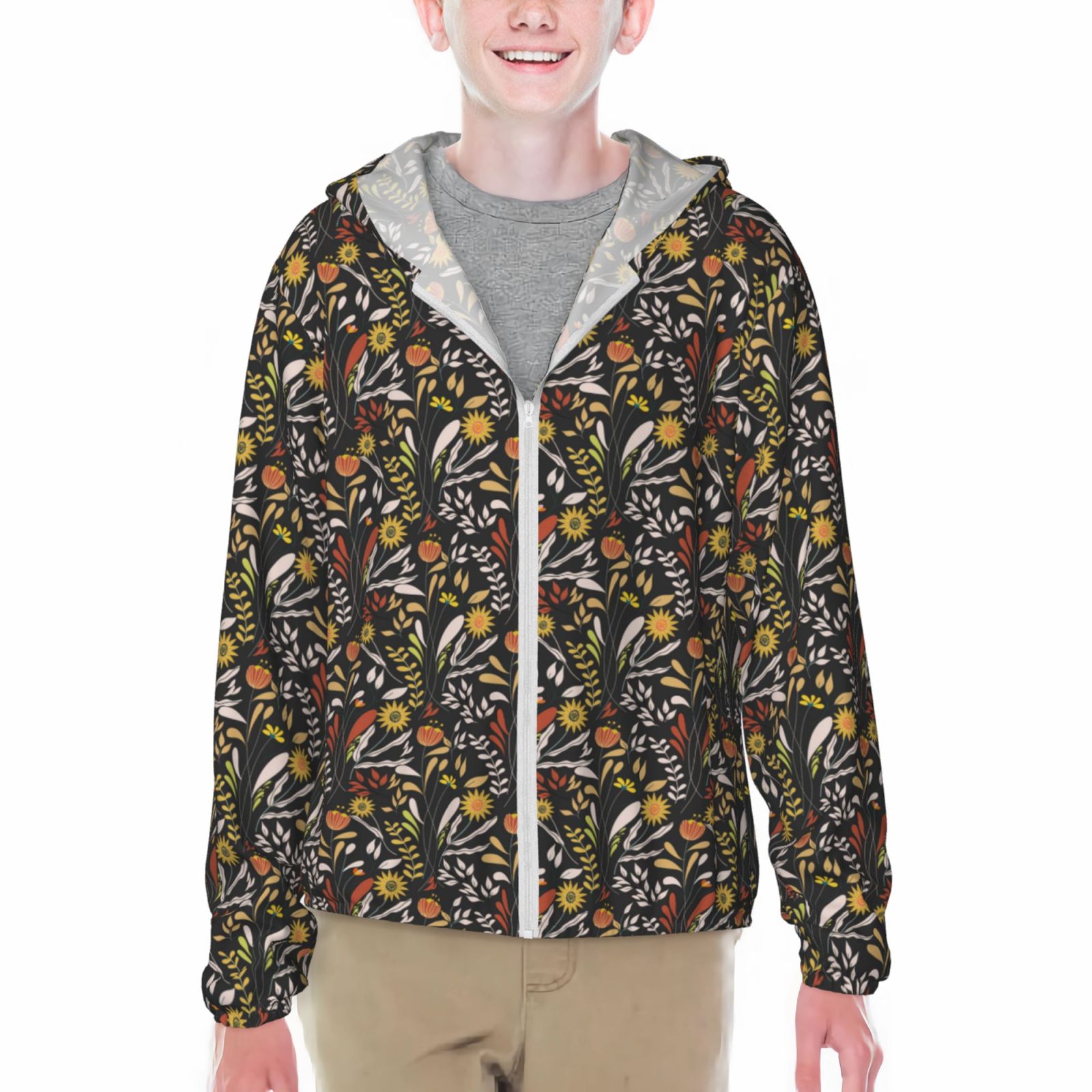 Cauagu Daisies Flowers Print Sun Protection Jacket for Teen,Full-Zipper ...