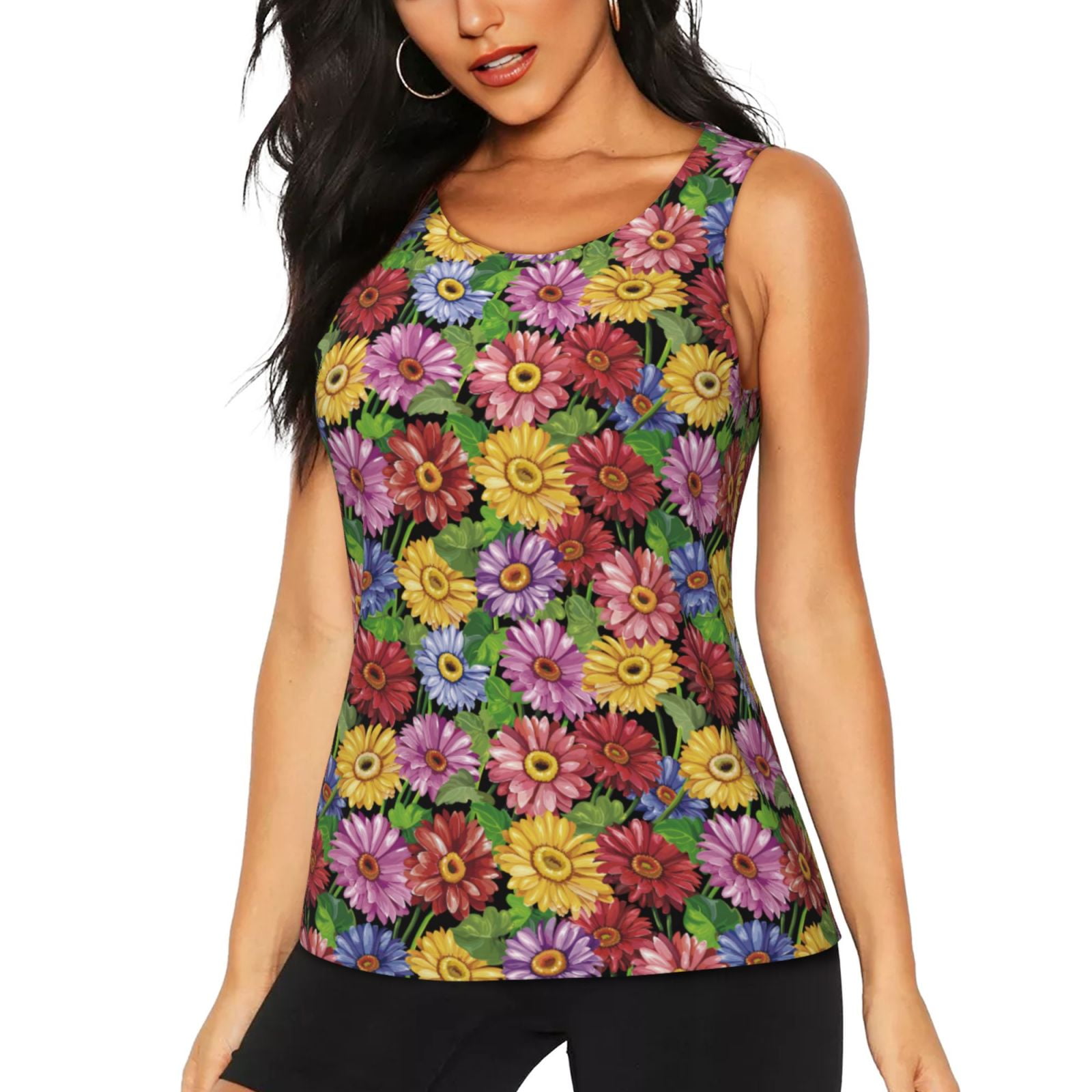 Cauagu Daisies Flowers for Women's Workout Tank Tops Sleeveless Running ...