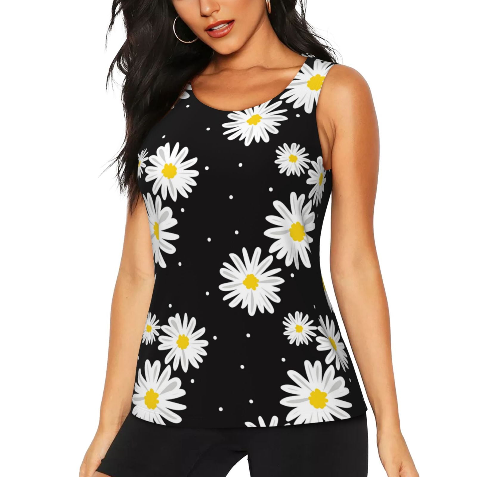 Cauagu Daisies Flowers for Women's Workout Tank Tops Sleeveless Running ...