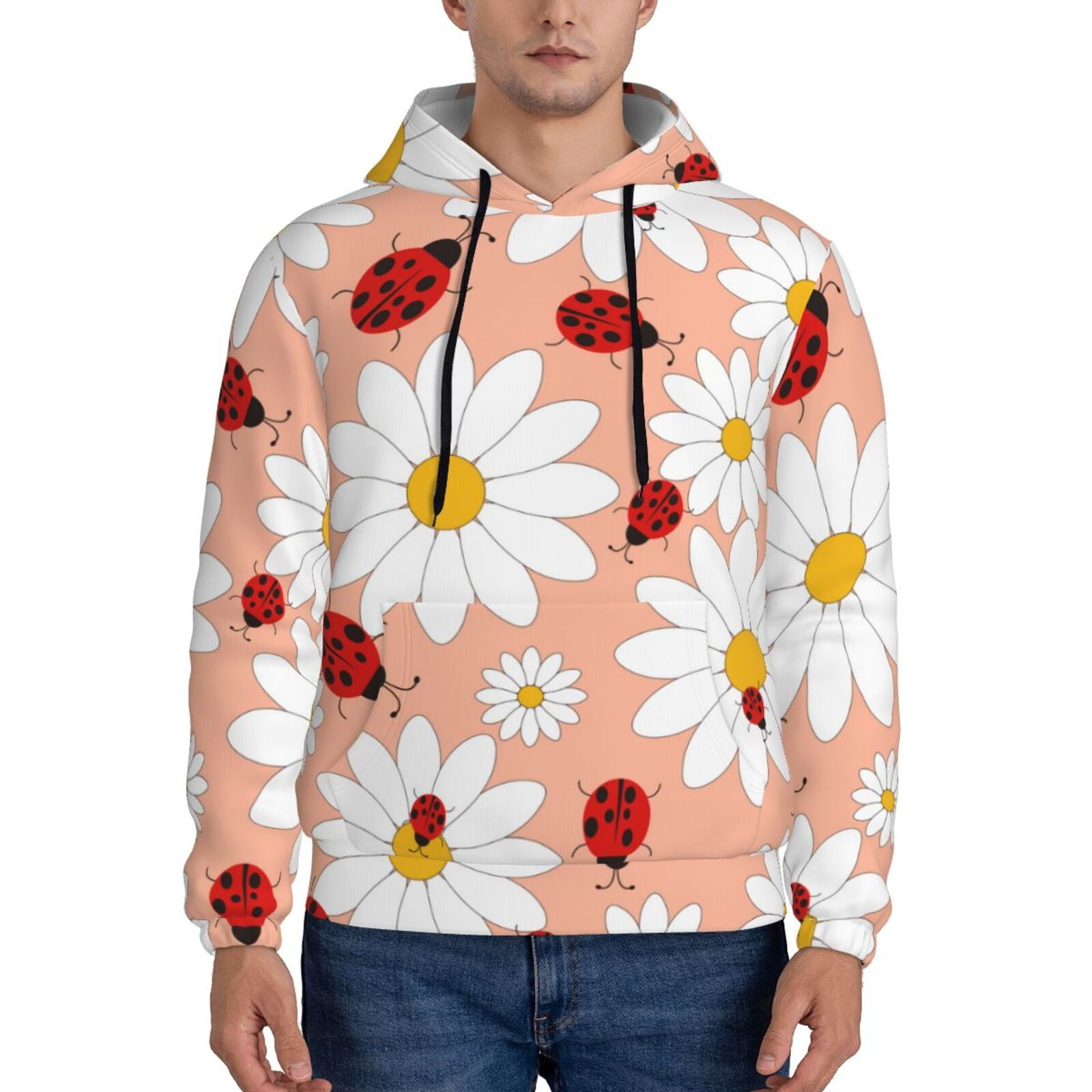 Cauagu Daisy and Ladybug for Men's Pullover Hooded Sweatshirt Athletic ...
