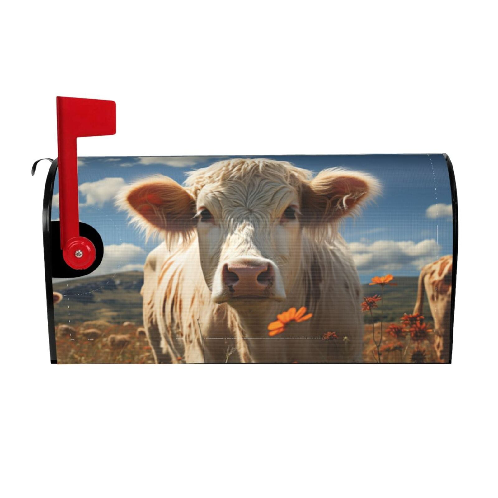 Cauagu Daisy Meadow Cow Pattern Magnetic Mailbox Covers, Mailbox Cover ...