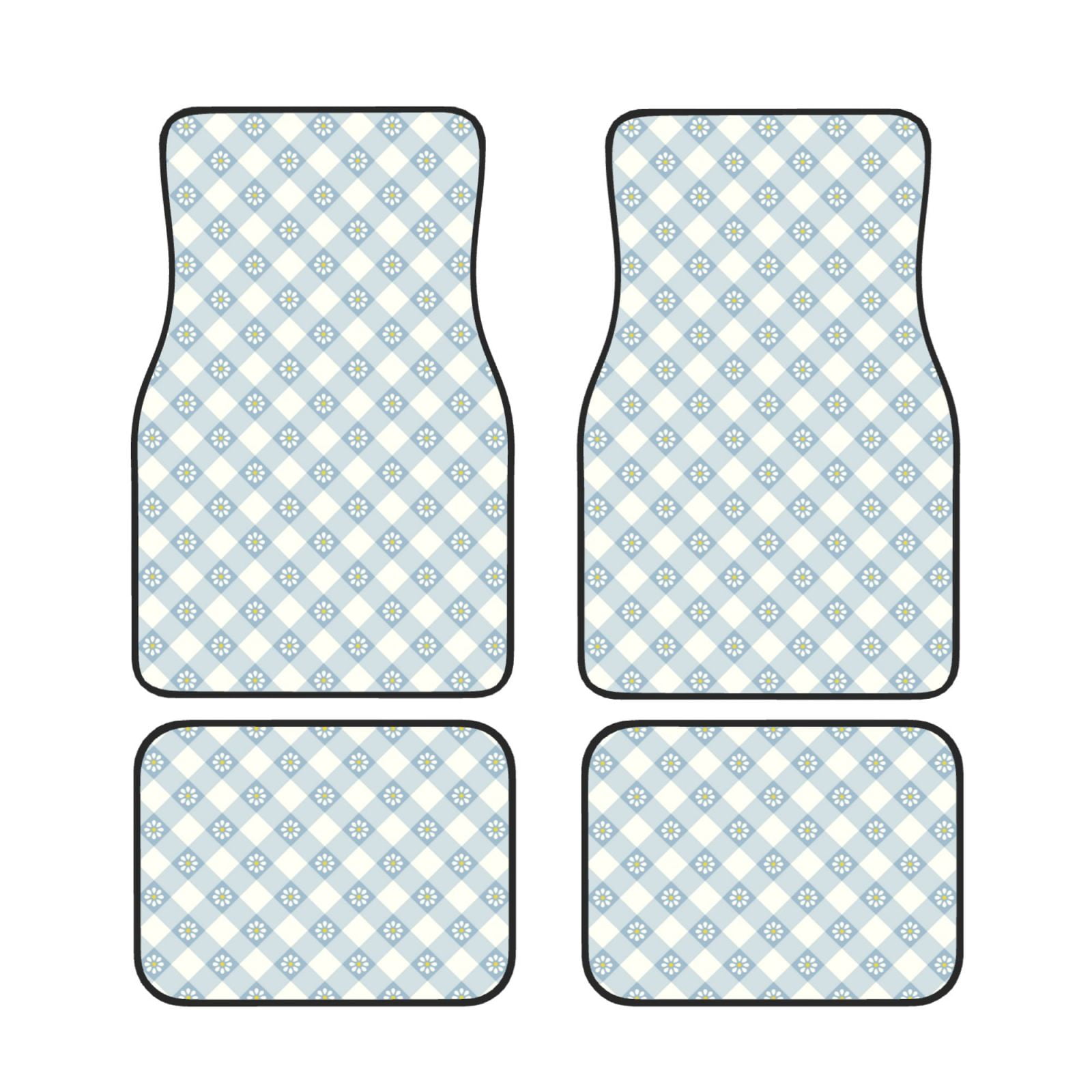 Cauagu Daisy Plaid Blue Pattern Car Floor Mat Set of 4,Car Carpet Mats ...