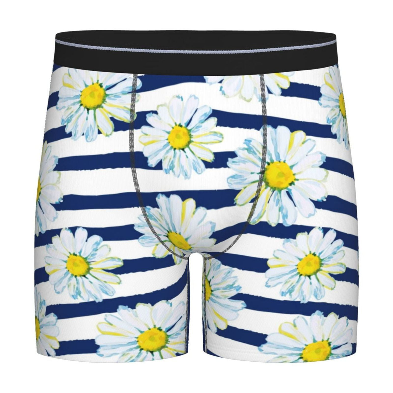 Cauagu Daisy Striped Nautical Print Men's Boxer Briefs, Funny & Cute ...