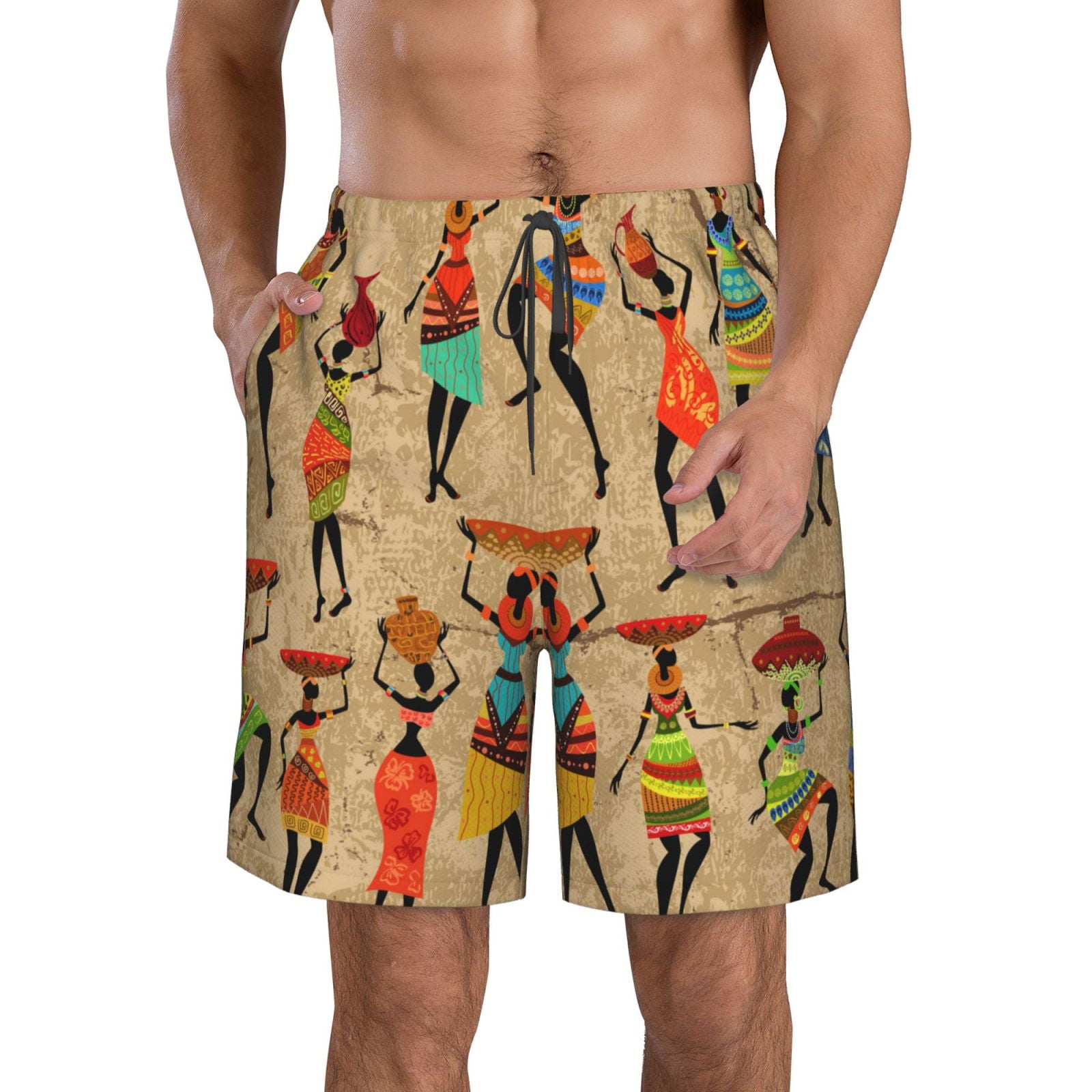 Cauagu Dancing African Women Print Men's Swim Trunks,Hawaiian Bathing ...