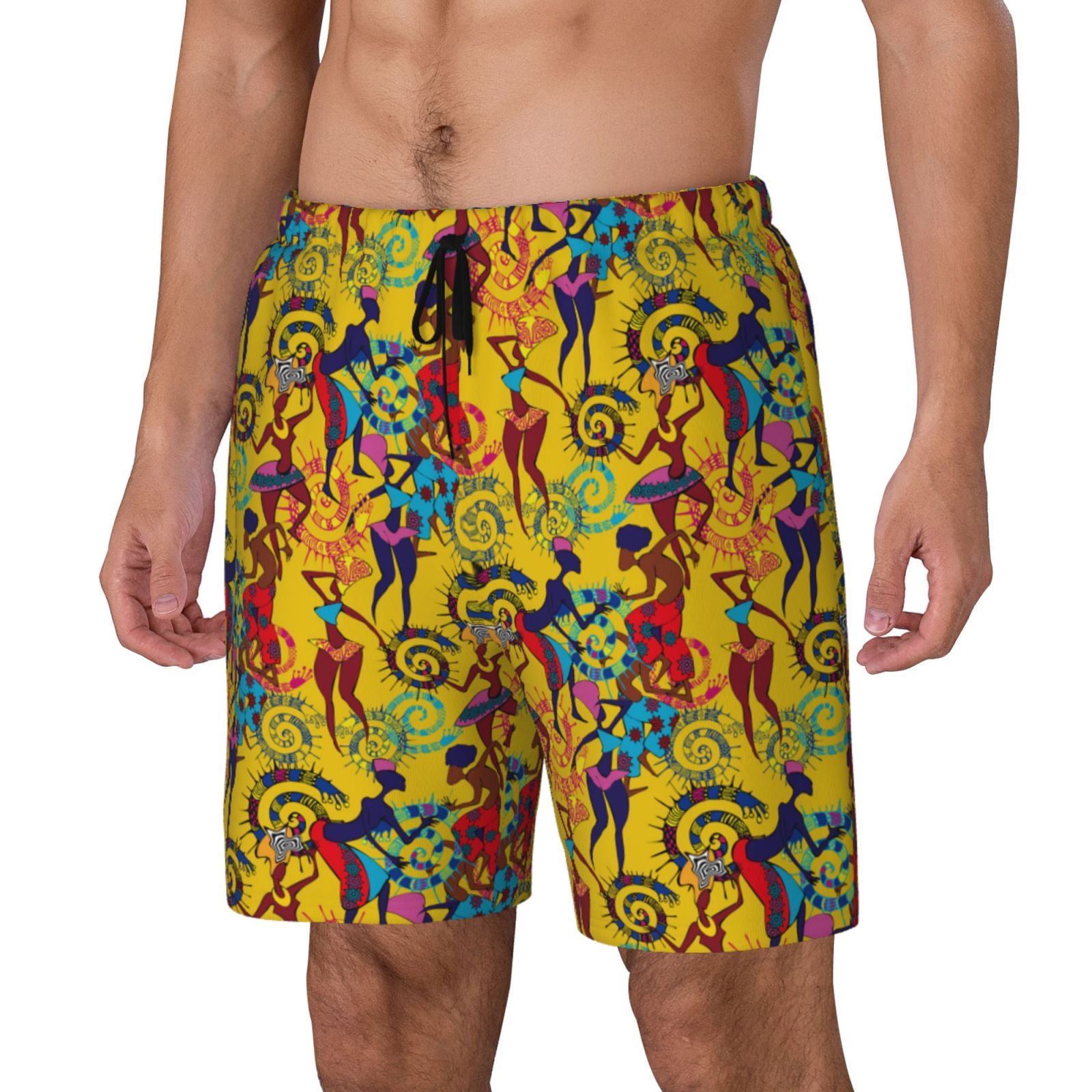 Cauagu Dancing African Women Print Mens Swim Trunks Quick Dry Board ...