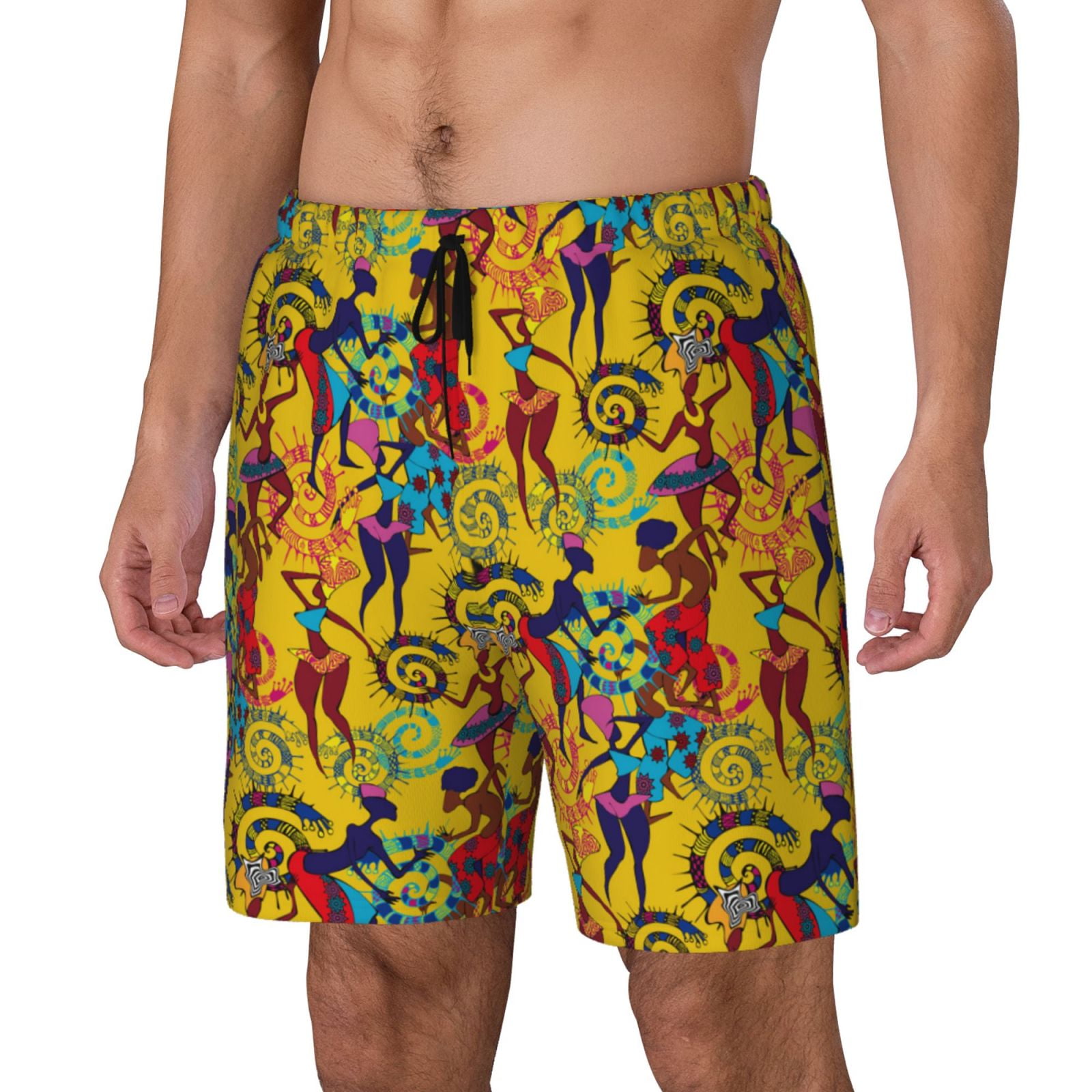 Cauagu Dancing African Womens Print Mens Swim Trunks Quick Dry Board ...