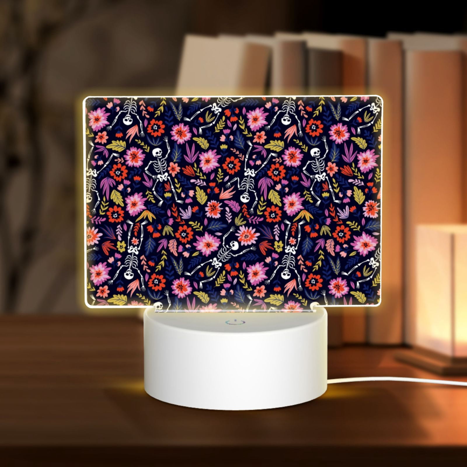 Cauagu Dancing Skeletons Floral Garden for Rectangle Acrylic Night ...