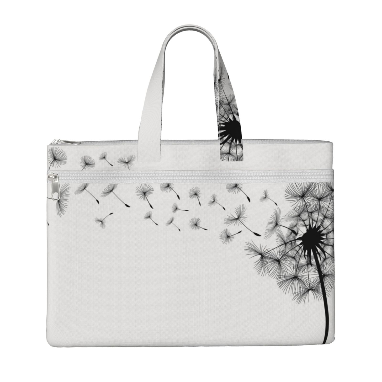 Cauagu Dandelion Blowing In The Wind Pattern Canvas Tote File Bag ...