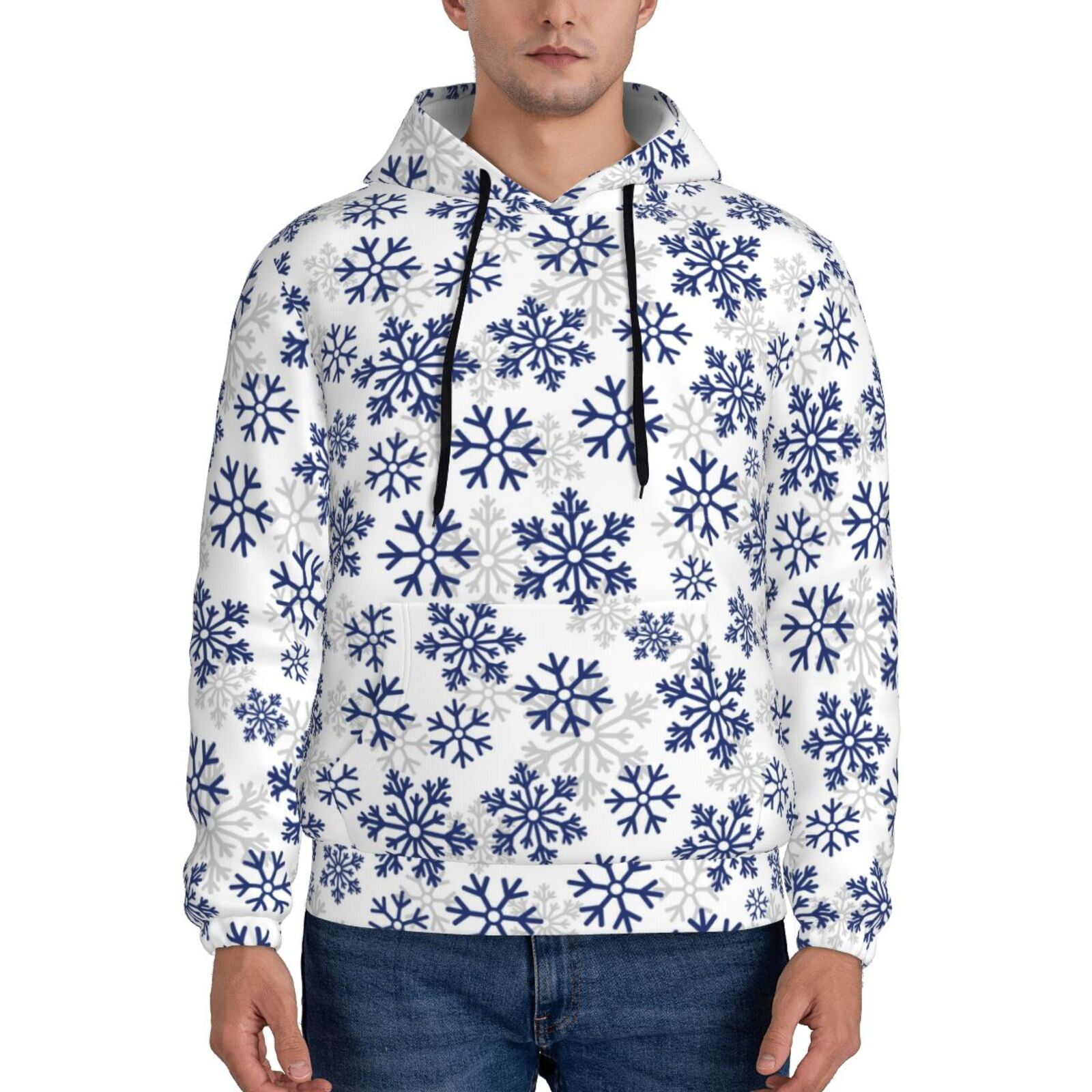 Cauagu Dark Blue Snowflakes for Men's Pullover Hooded Sweatshirt ...