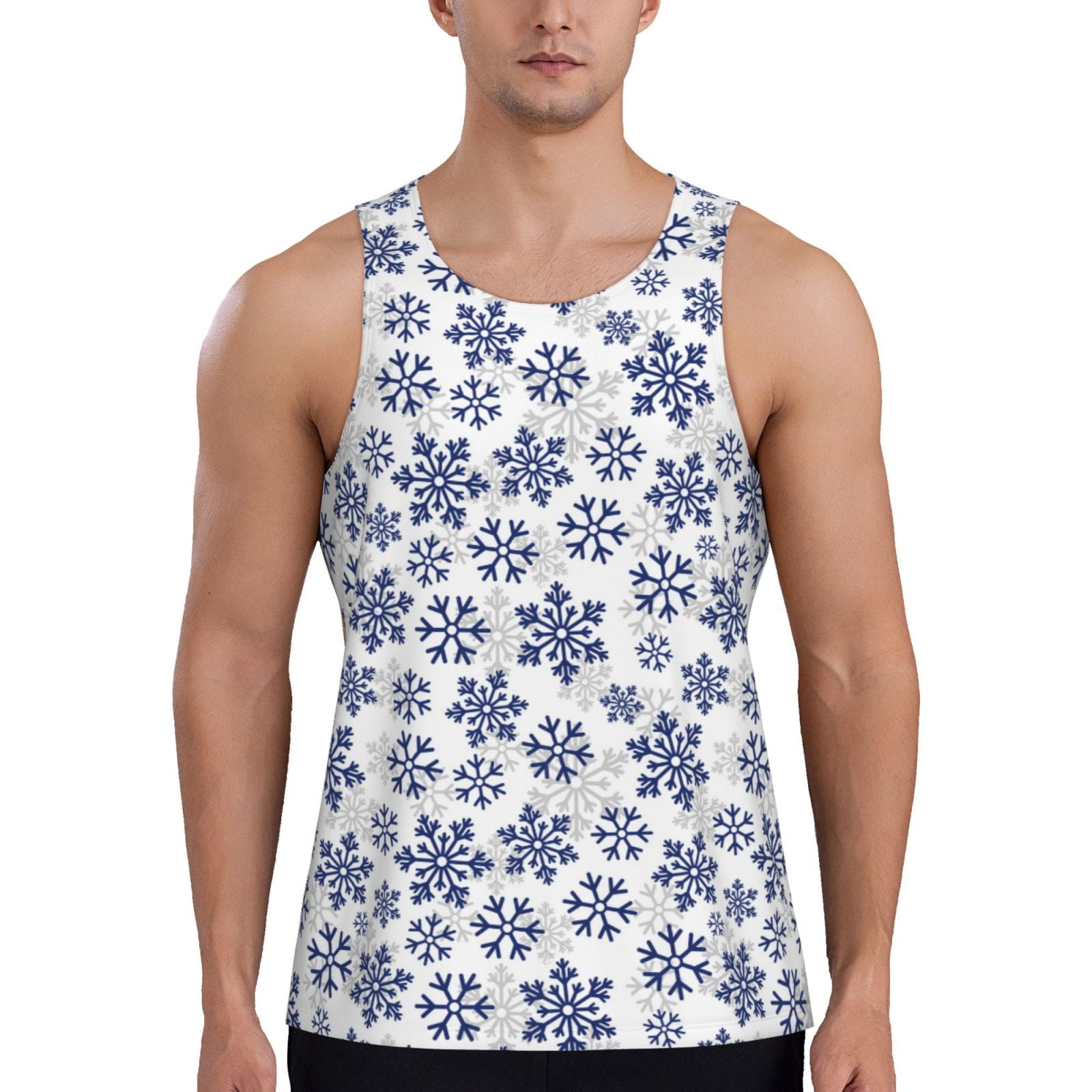 Cauagu Dark Blue Snowflakes Print Men's Sleeveless Muscle Shirts,Tank ...