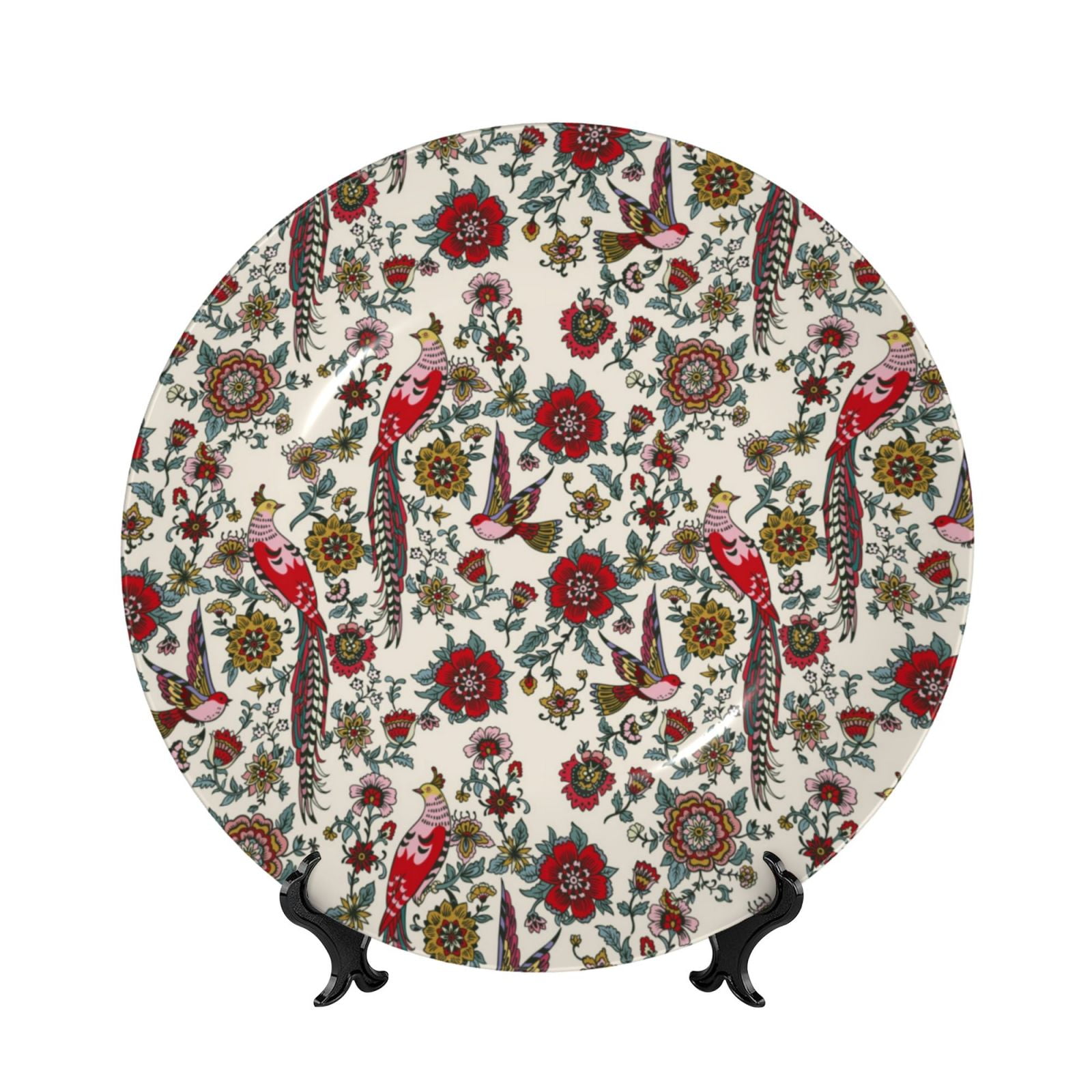 Cauagu Dark Enchanted Flowers And Birds Print Bone China Decorative ...