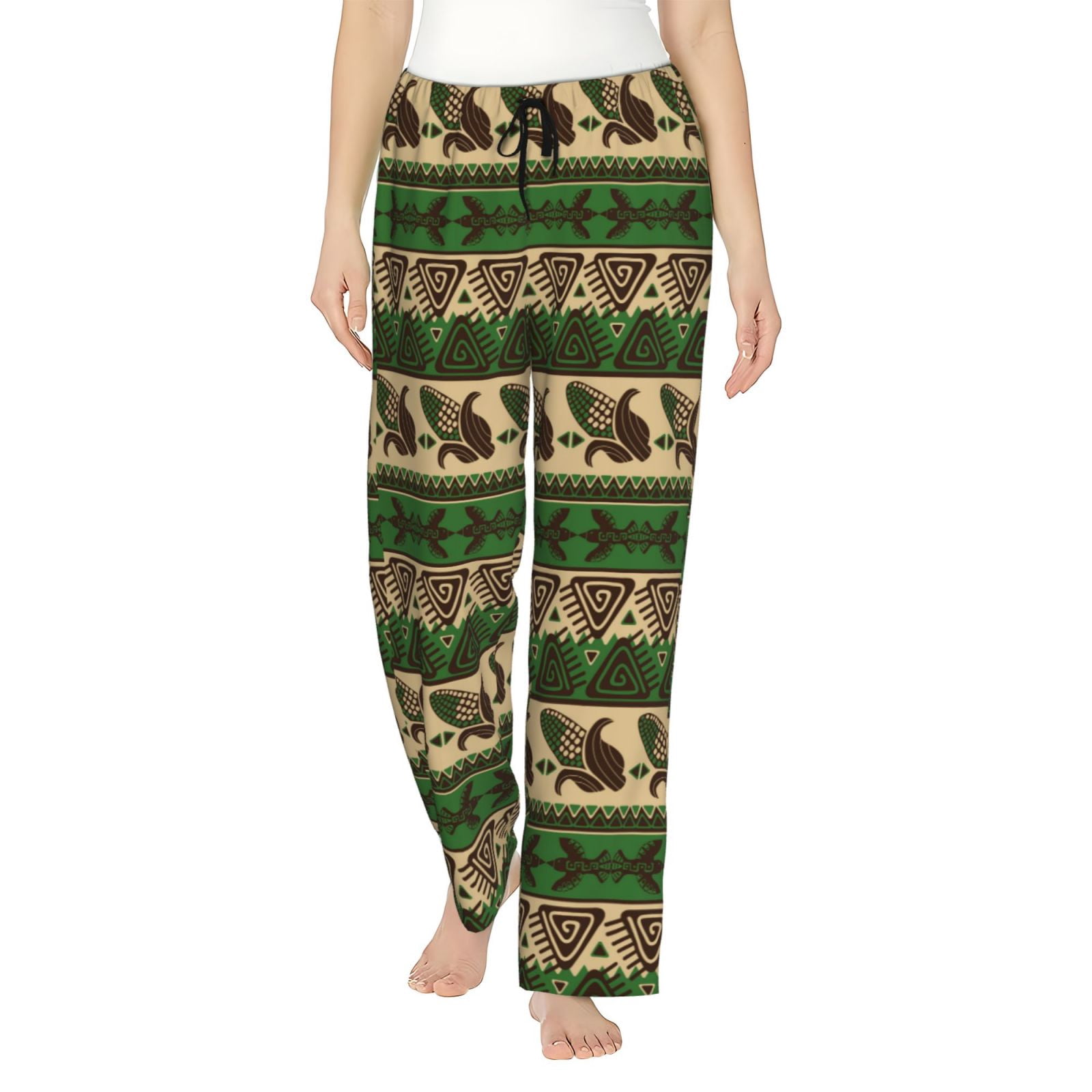Cauagu Dark Green Vintage Corn Pattern Pajama Pants for Women Loose Fit ...