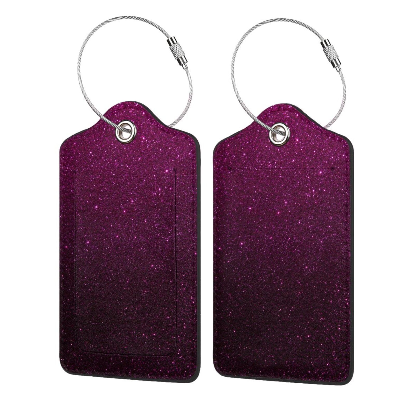 Cauagu Dark Purple Glitter Pattern Luggage Tags,Leather Luggage Tags ...