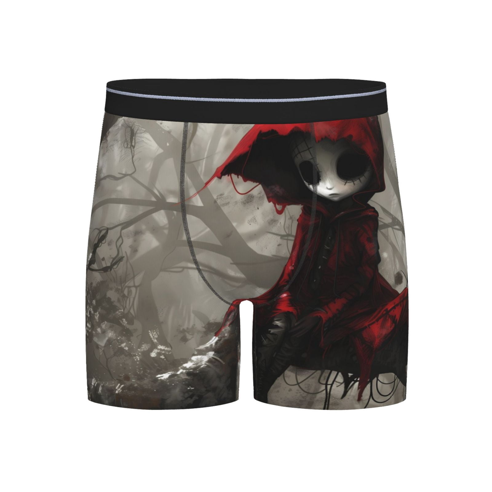 Cauagu Dark Red Hooded Girl Print Men's Boxer Briefs, Funny & Cute ...
