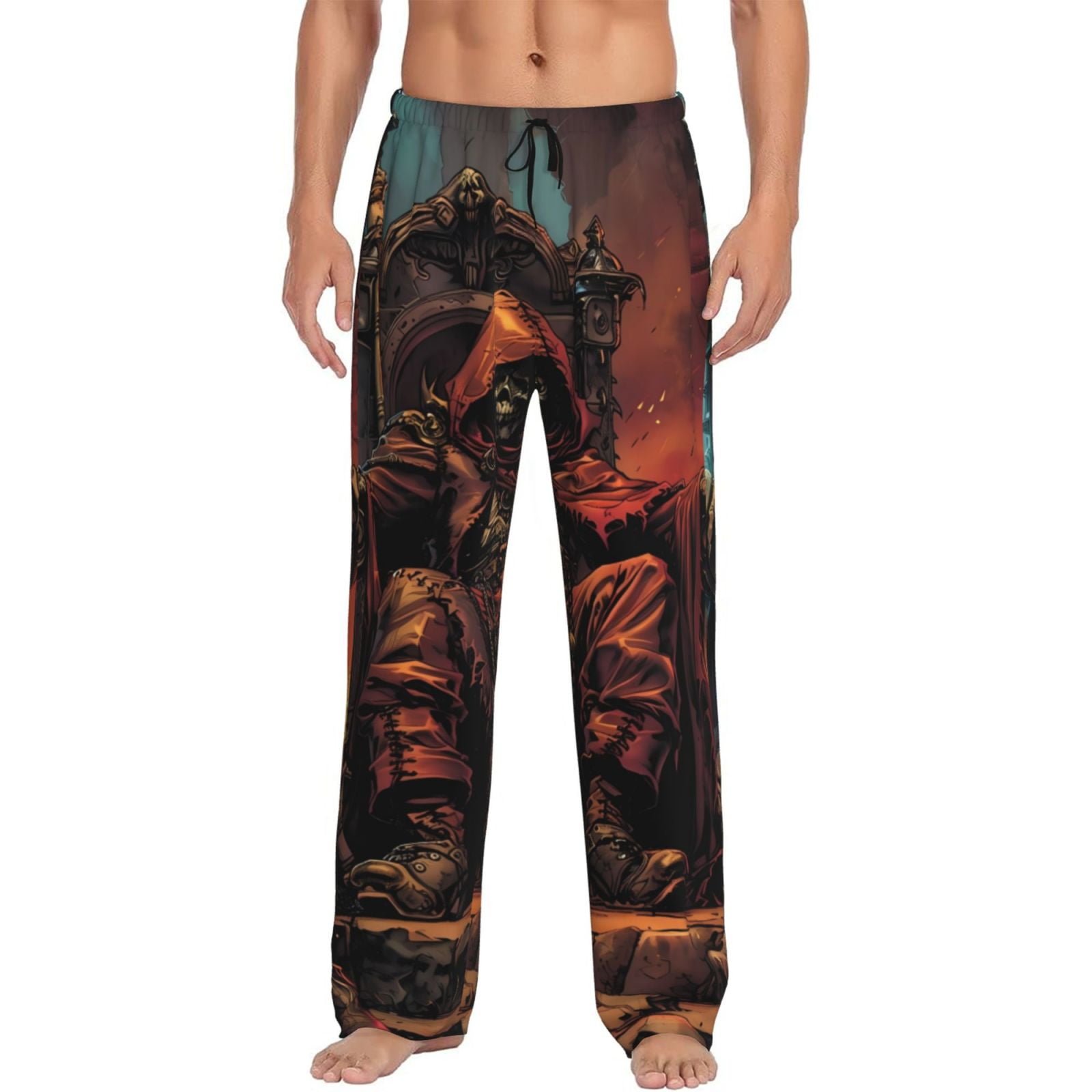Cauagu Dark Skull King Throne Mens Pajama Pants Sleep & Lounge Pants,PJ ...