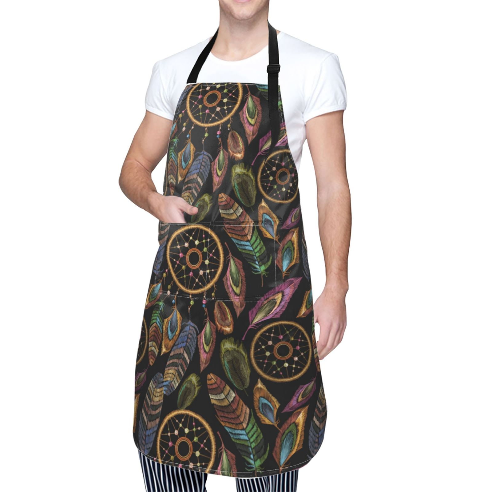 Cauagu Decorative Feathers Aprons with Pockets,Waterproof Apron for ...