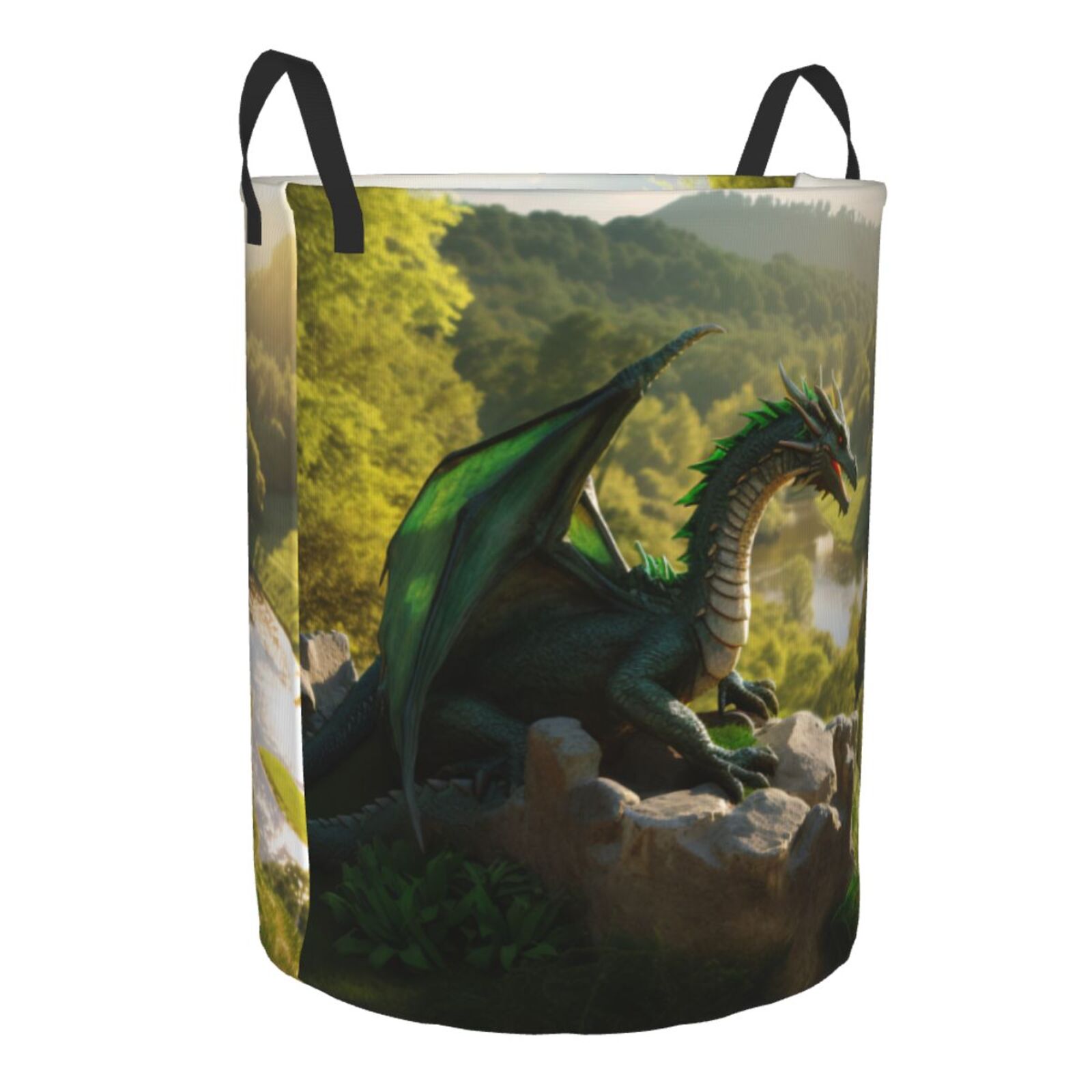 Cauagu Deep Forest Stone Green Dragon for Laundry Basket,Collapsible ...
